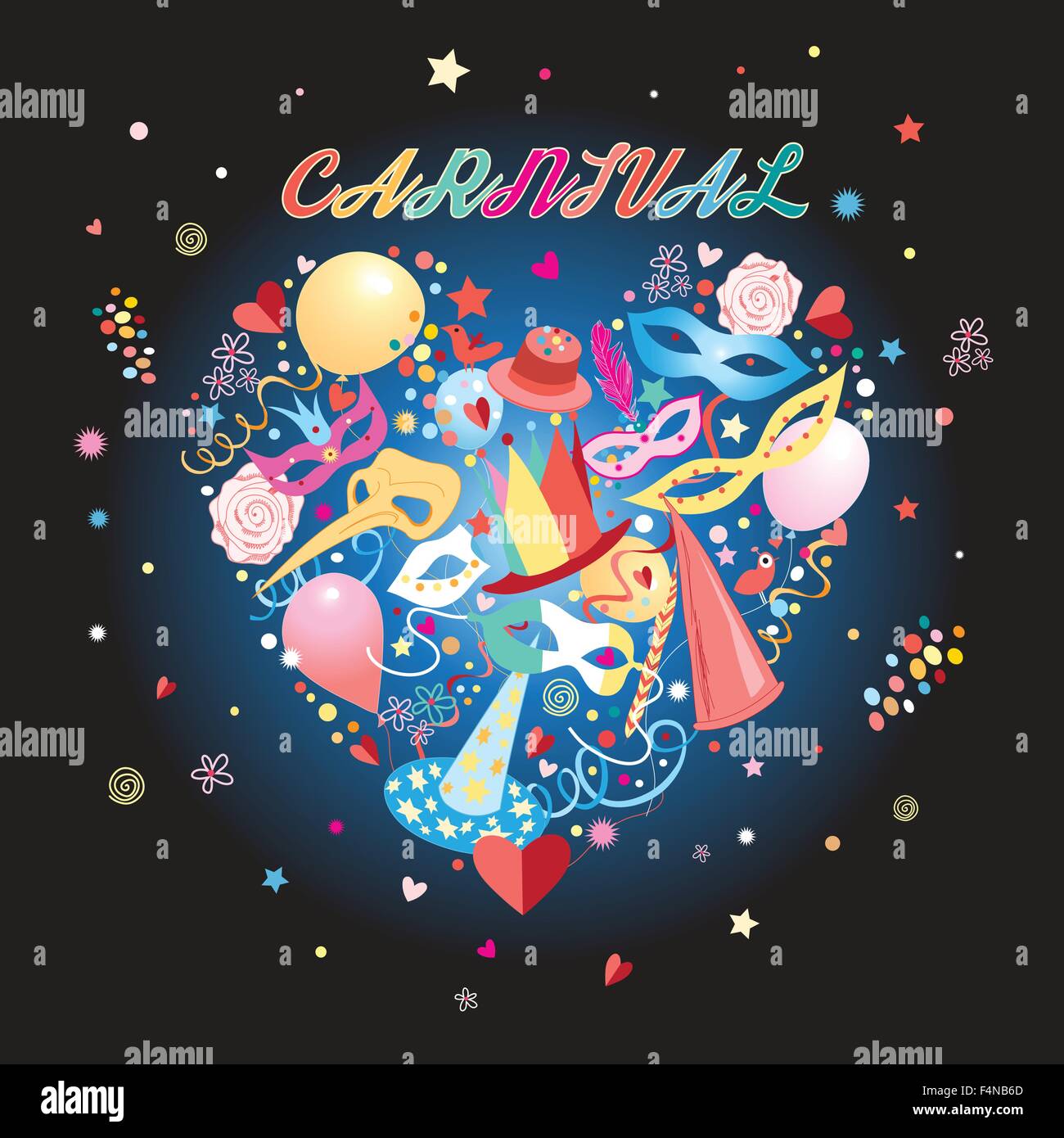 festive pattern background heart with carnival elements Stock Vector ...