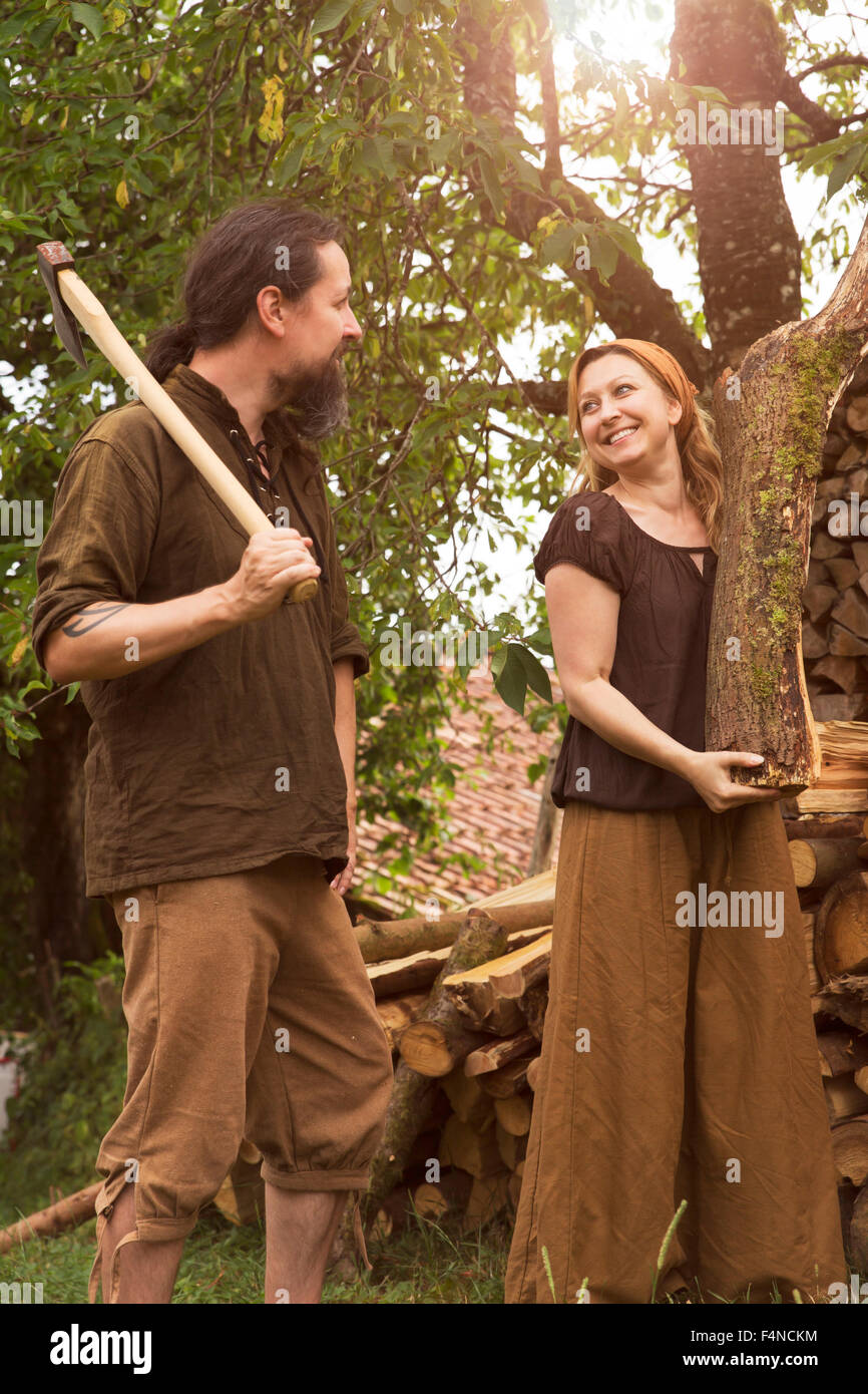 Old farmer axe log hi-res stock photography and images - Alamy