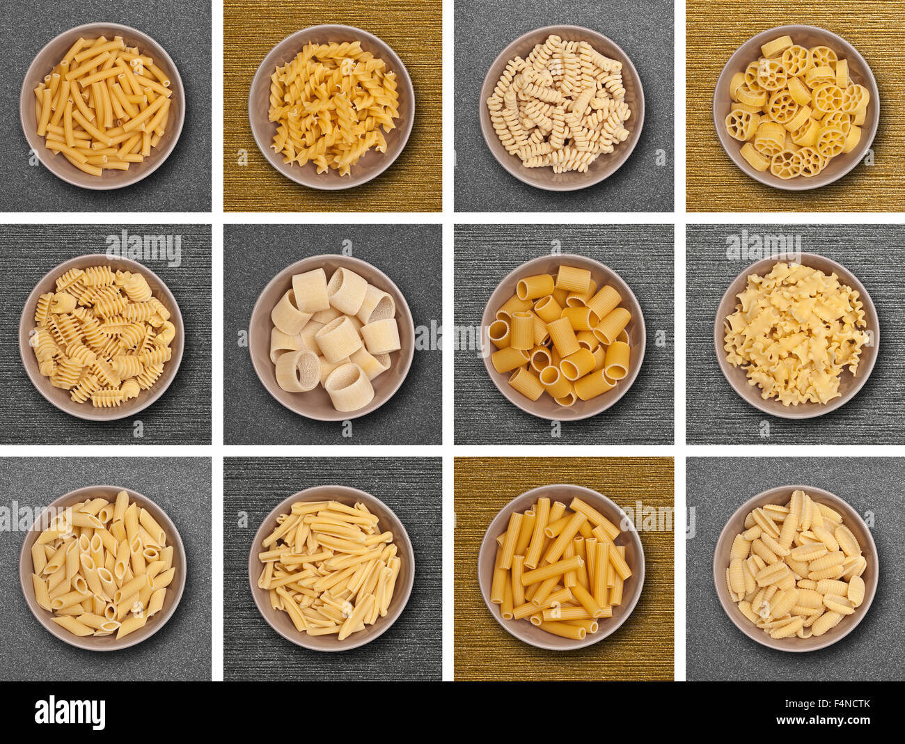 food background different kind of italian pasta Stock Photo - Alamy