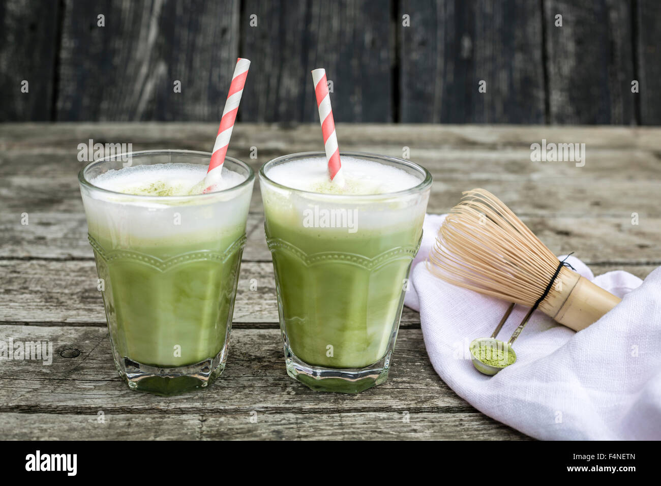 Two glasses of Matcha Latte Stock Photo - Alamy