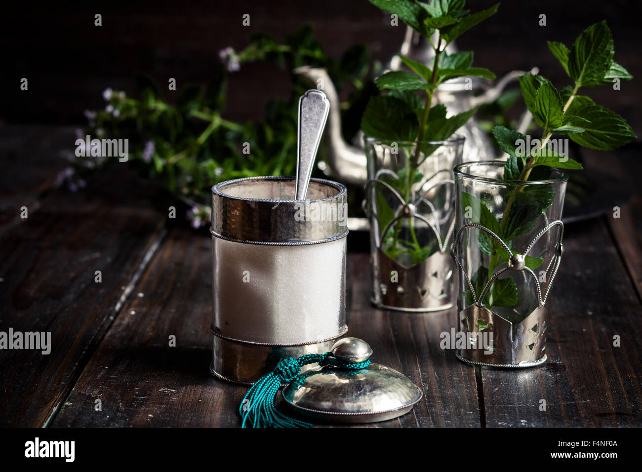 Traditional North African tea set and sugar bowl Stock Photo - Alamy