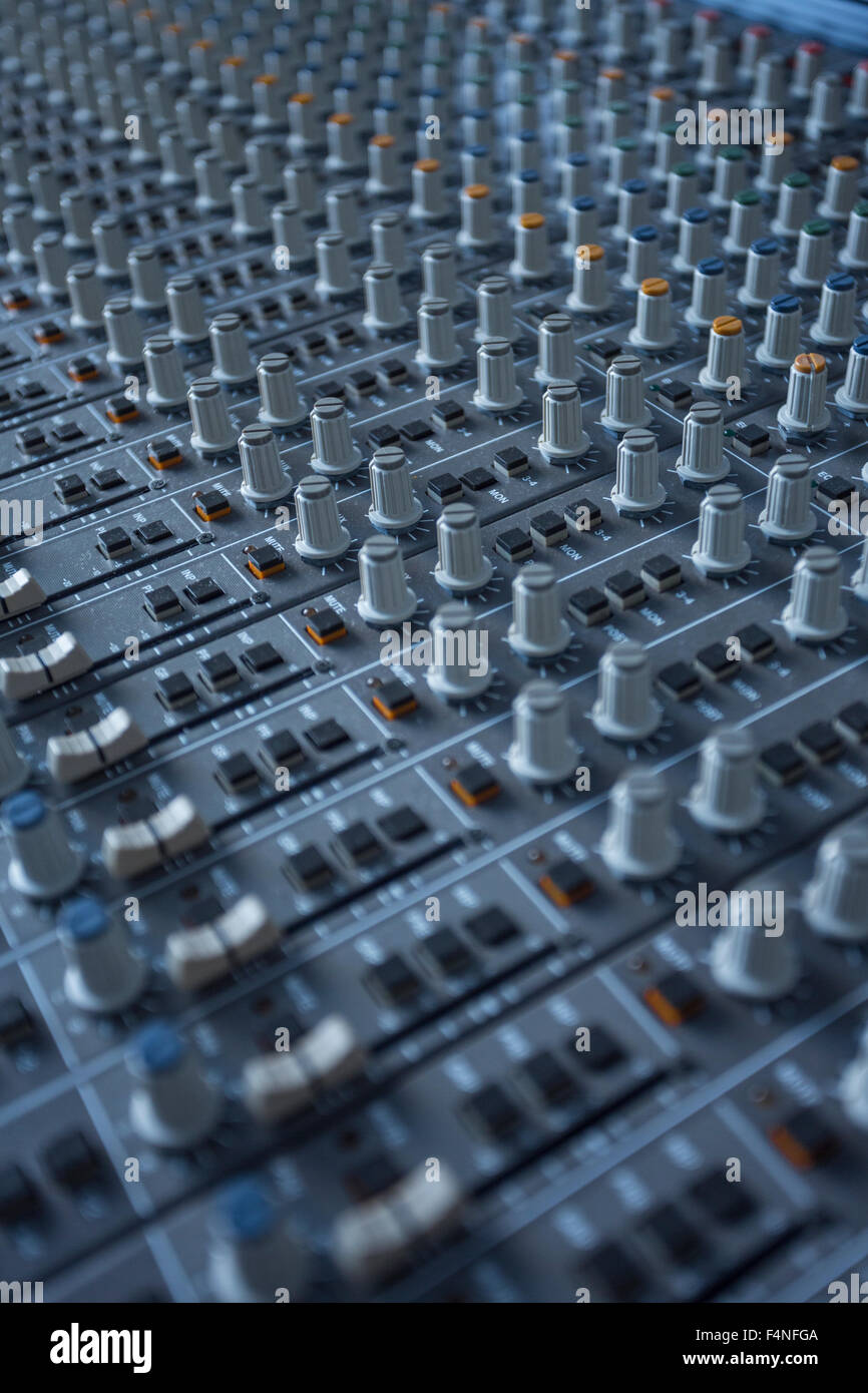 Recording studio, mixing console, audio recording Stock Photo - Alamy