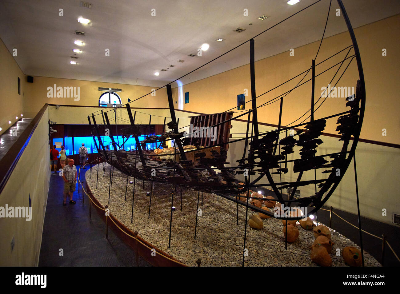 Interior of hall showing wreck reconstruction at Bodrum Castle and ...