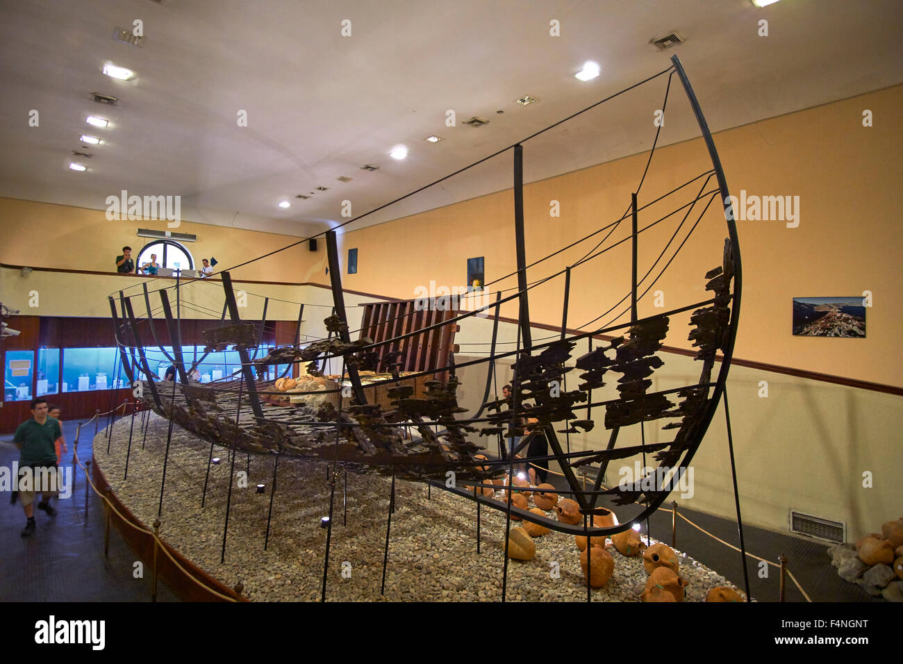 Interior of hall showing wreck reconstruction at Bodrum Castle and ...