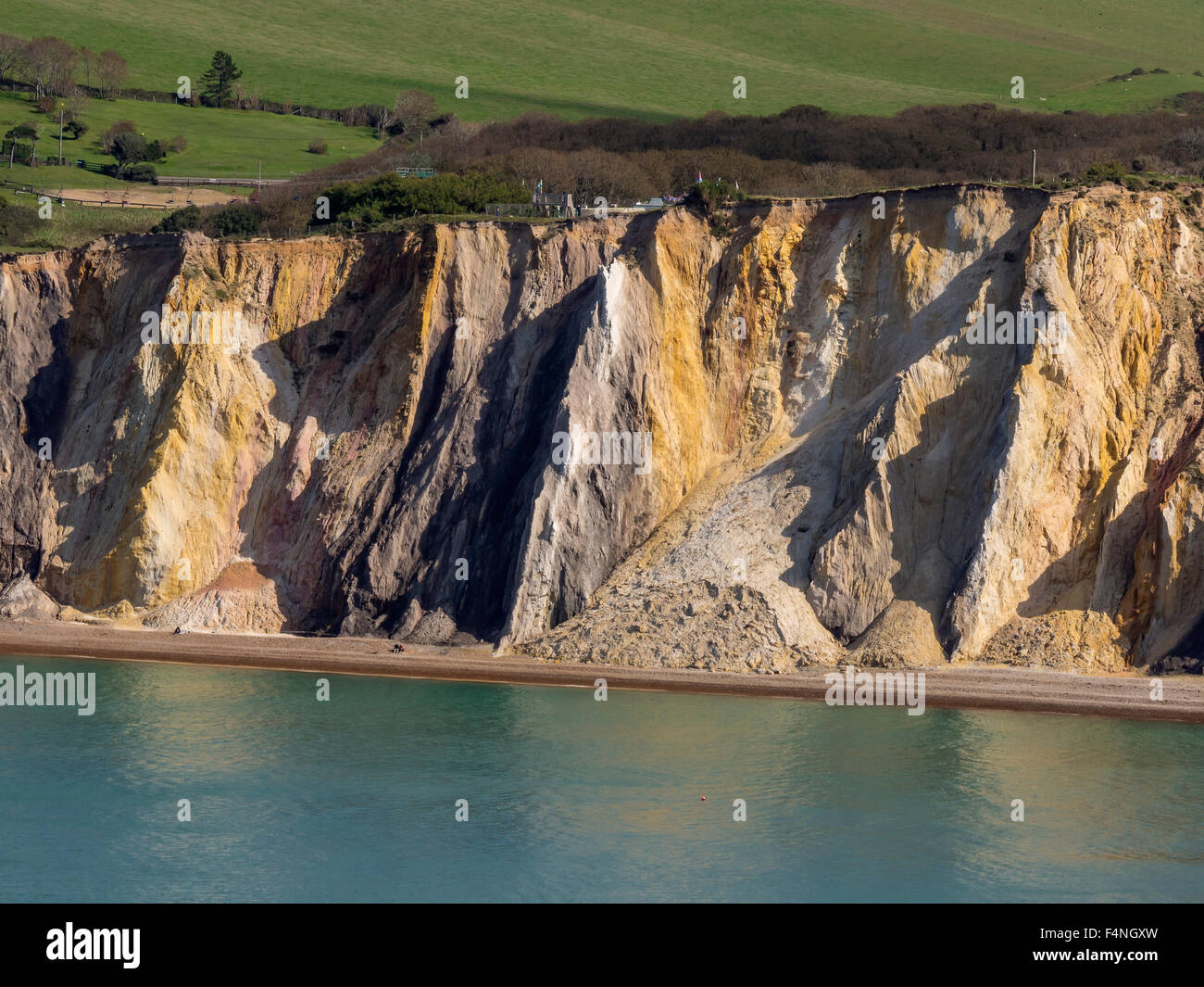 Alum Bay Cliffs from Tennyson Down, Isle of Wight, England, UK Stock ...