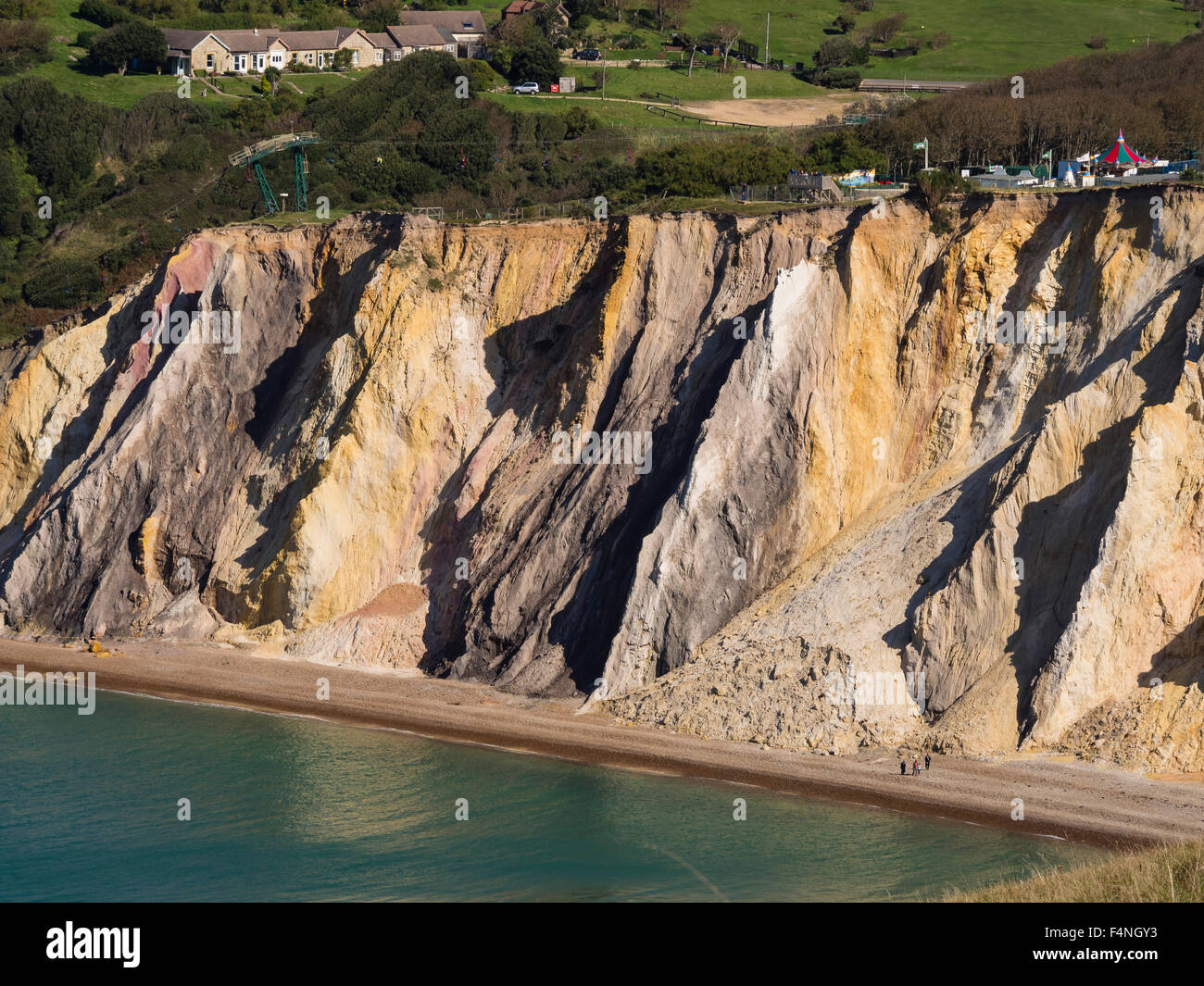 Alum Bay Cliffs from Tennyson Down, Isle of Wight, England, UK Stock ...