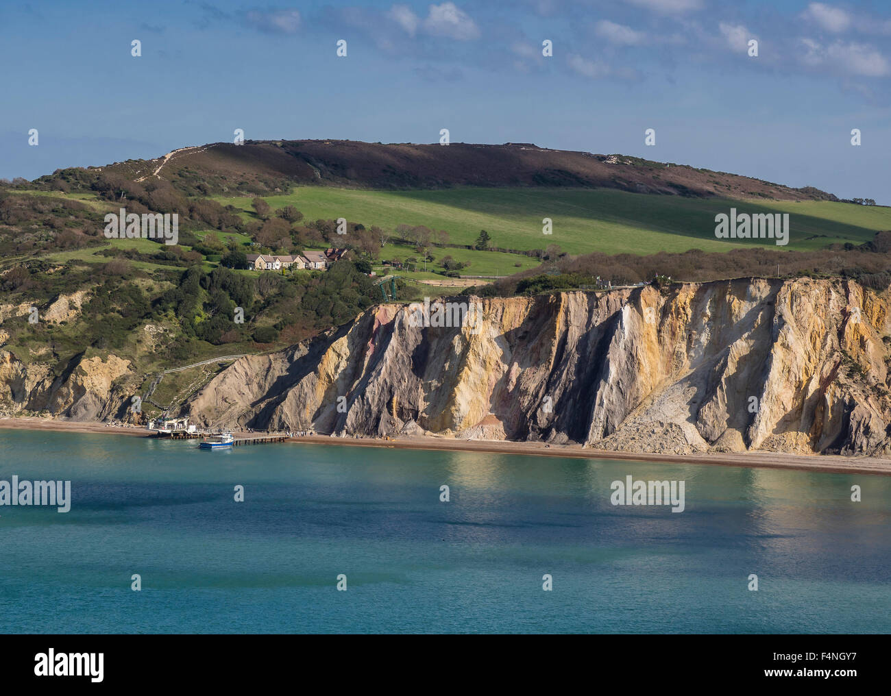 Alum Bay Cliffs and Headon Warren from Tennyson Down, Isle of Wight ...