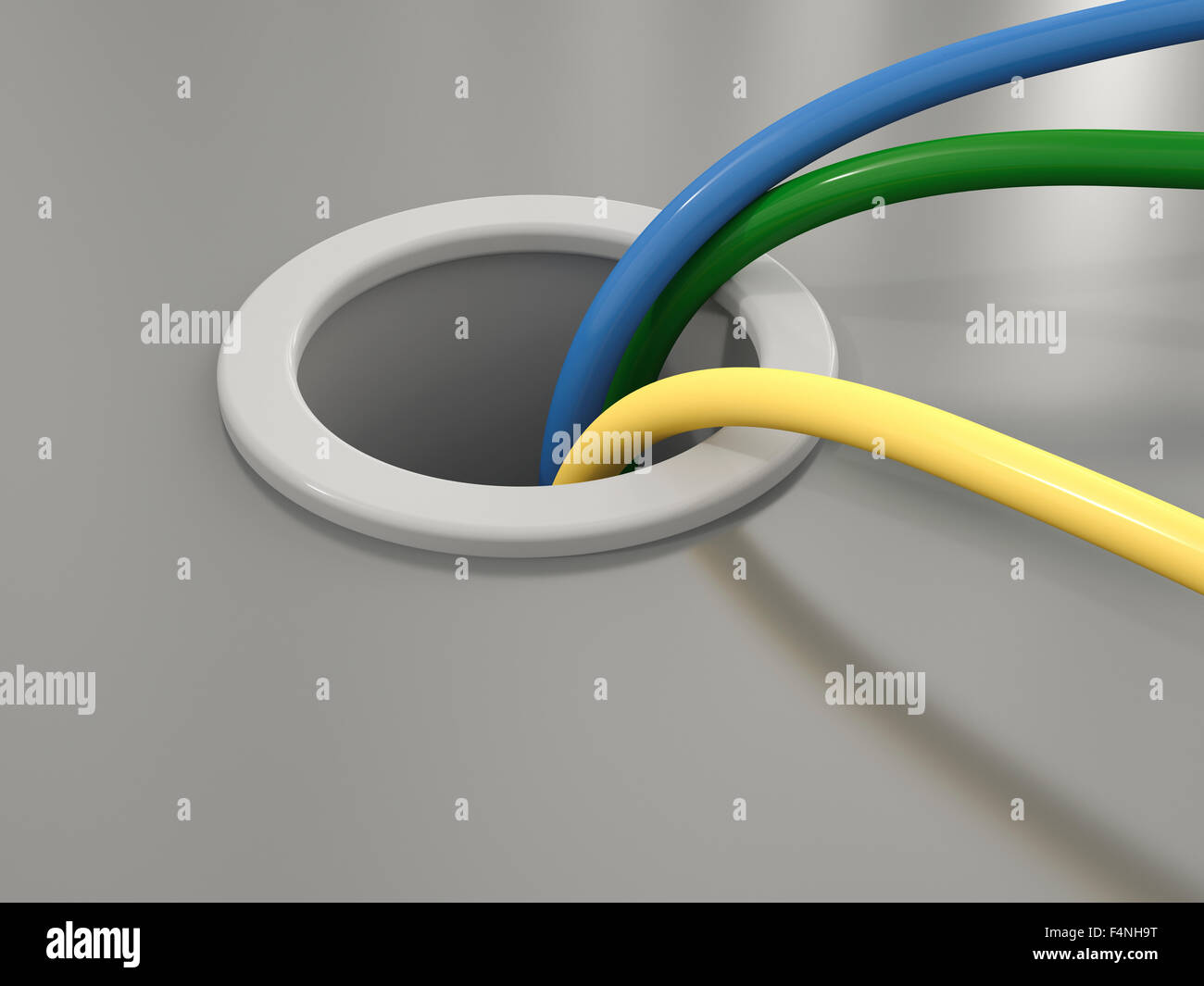 3D Rendering, different cables, hole Stock Photo - Alamy