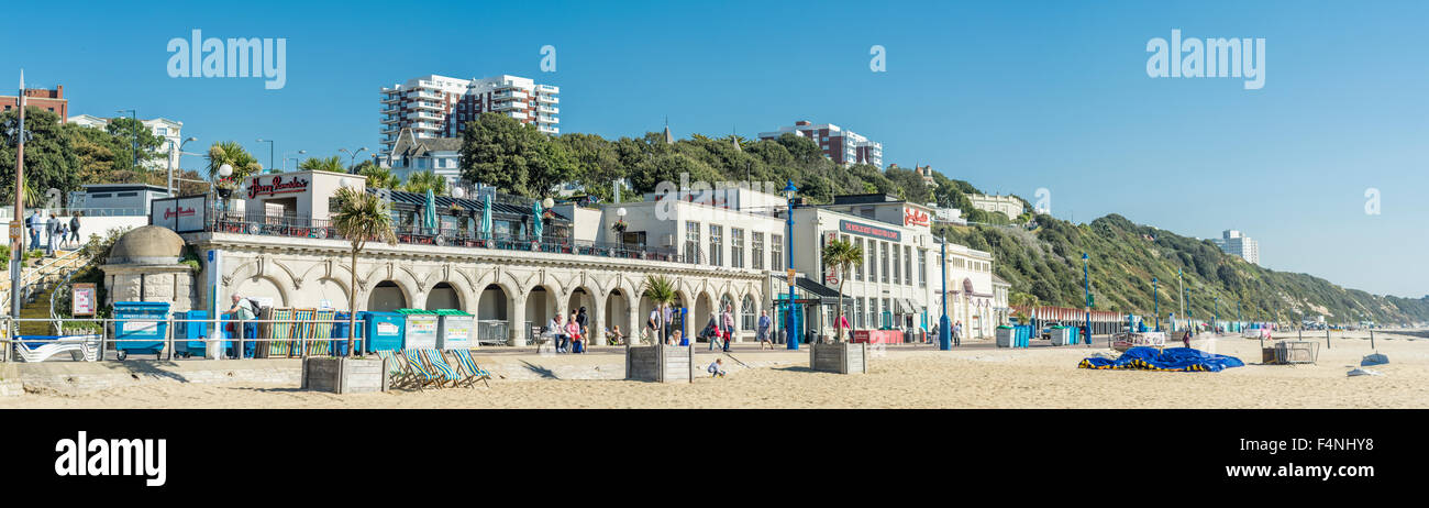 Panoramic beach front view at Bournemouth, Dorset, UK. Taken on 30th ...