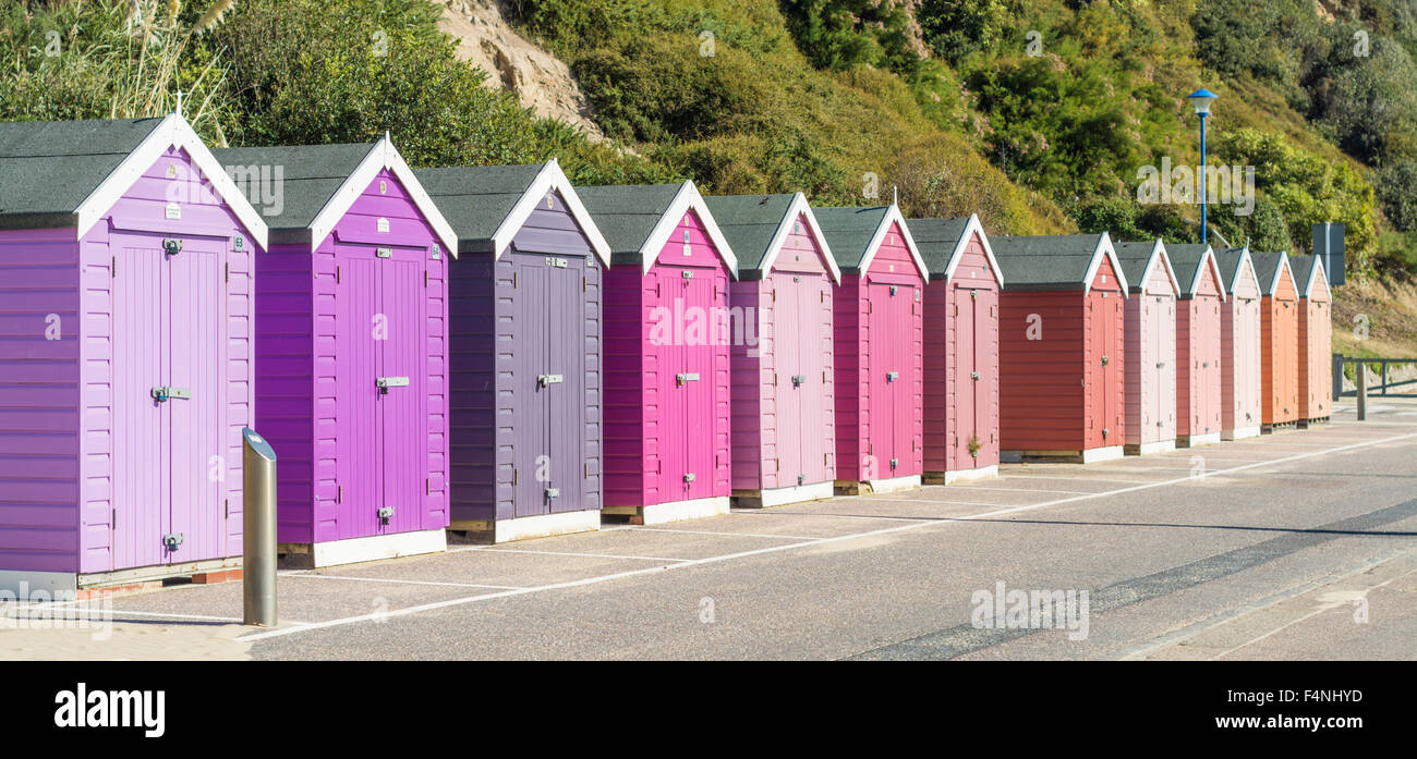 Multi-coloured beach huts at Bournemouth, Dorset, UK. Taken on 30th ...