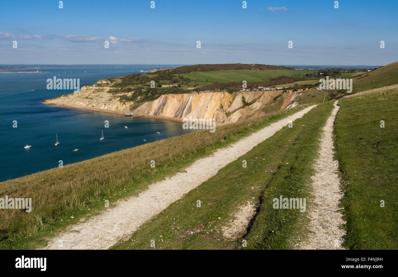 Coastal Path on West High Down to Alum Bay, Isle of Wight, England, UK ...