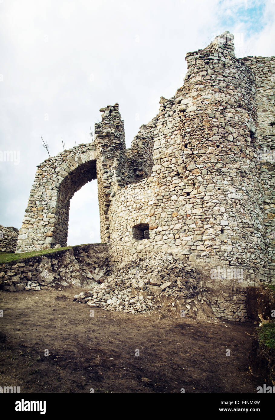 Entrance to the Hrusov ruins. Slovak republic, central Europe. Cultural ...
