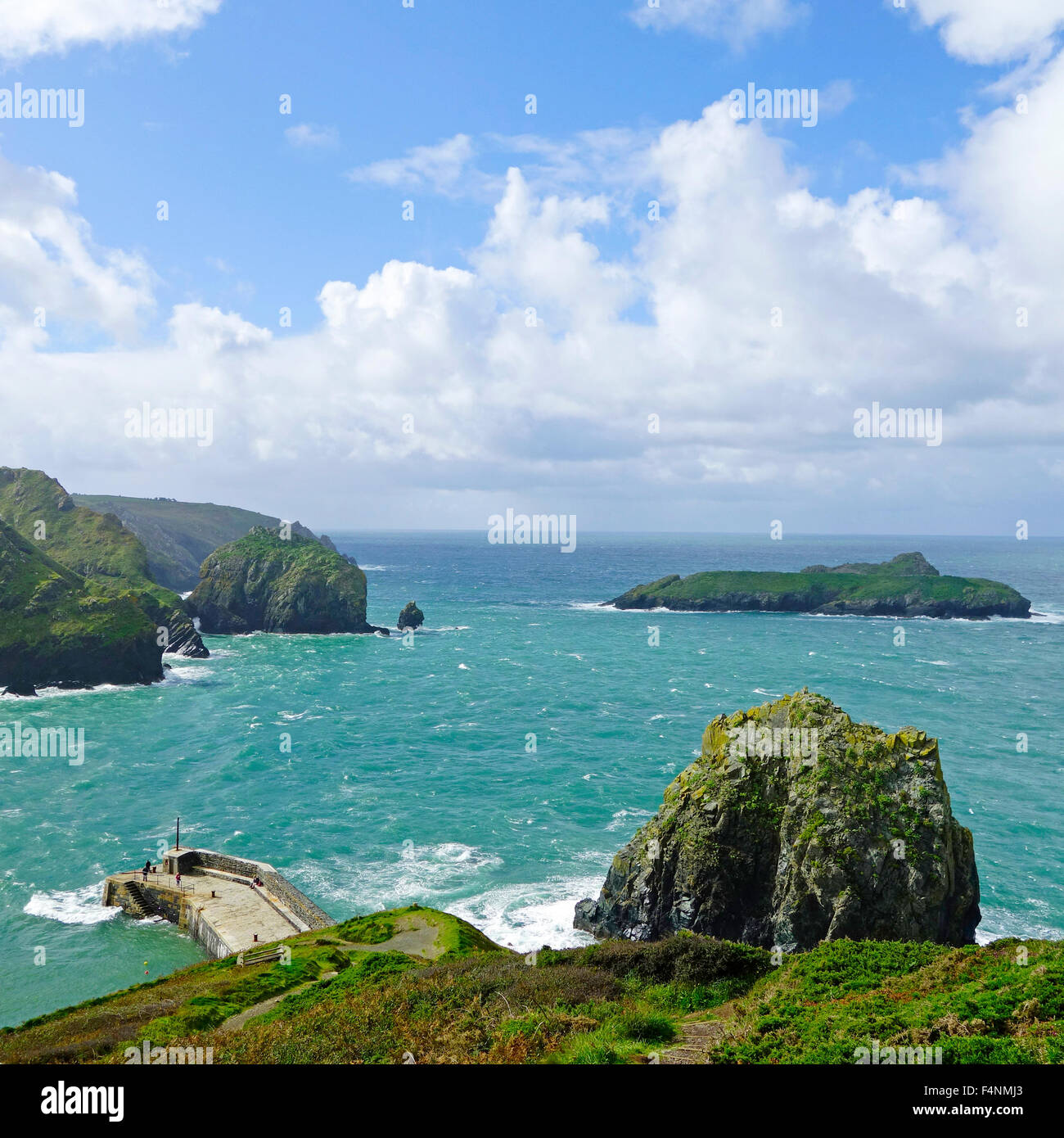 Mullion Cove with Scovarn Island, The Vro & Mullion Island, Lizard ...