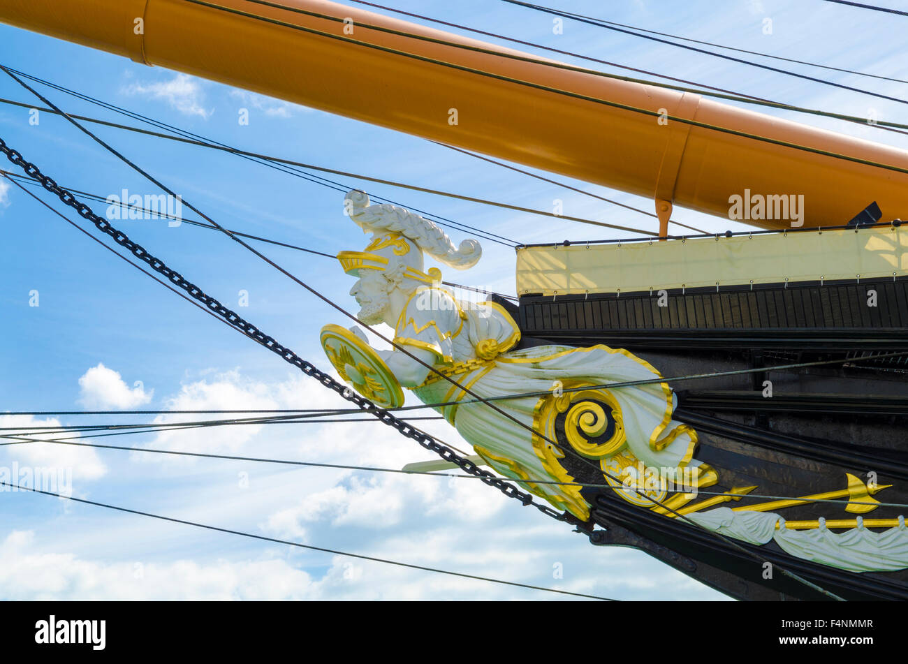 The figurehead of the Victorian iron hulled HMS Warrior. Portsmouth ...