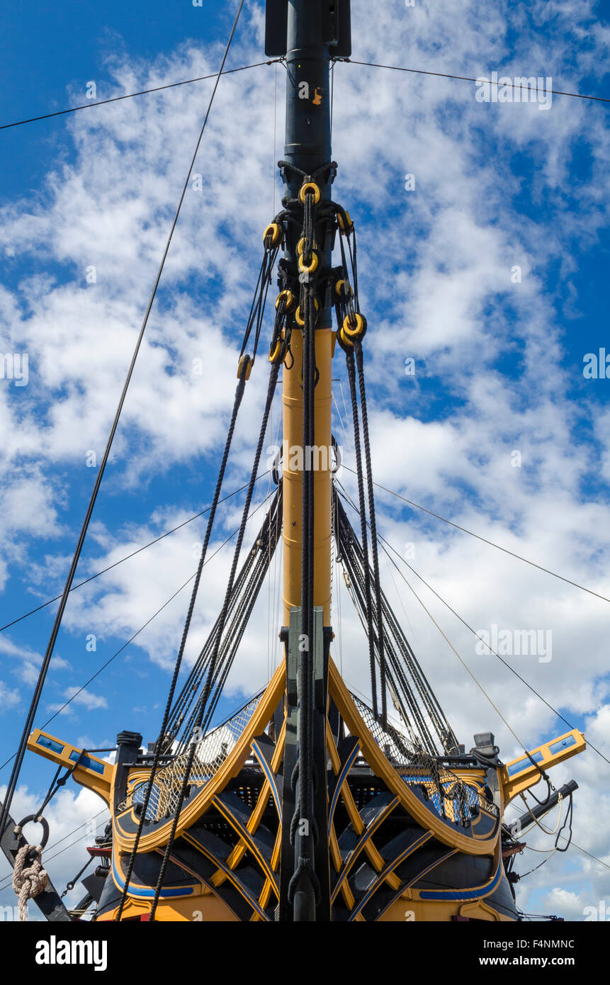 HMS Victory, Lord Nelson's flagship, missing her upper masts due to ...
