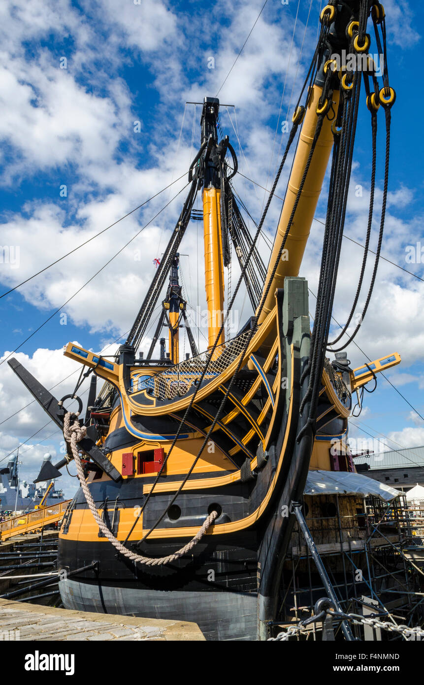 HMS Victory, Lord Nelson's flagship, missing her upper masts due to ...