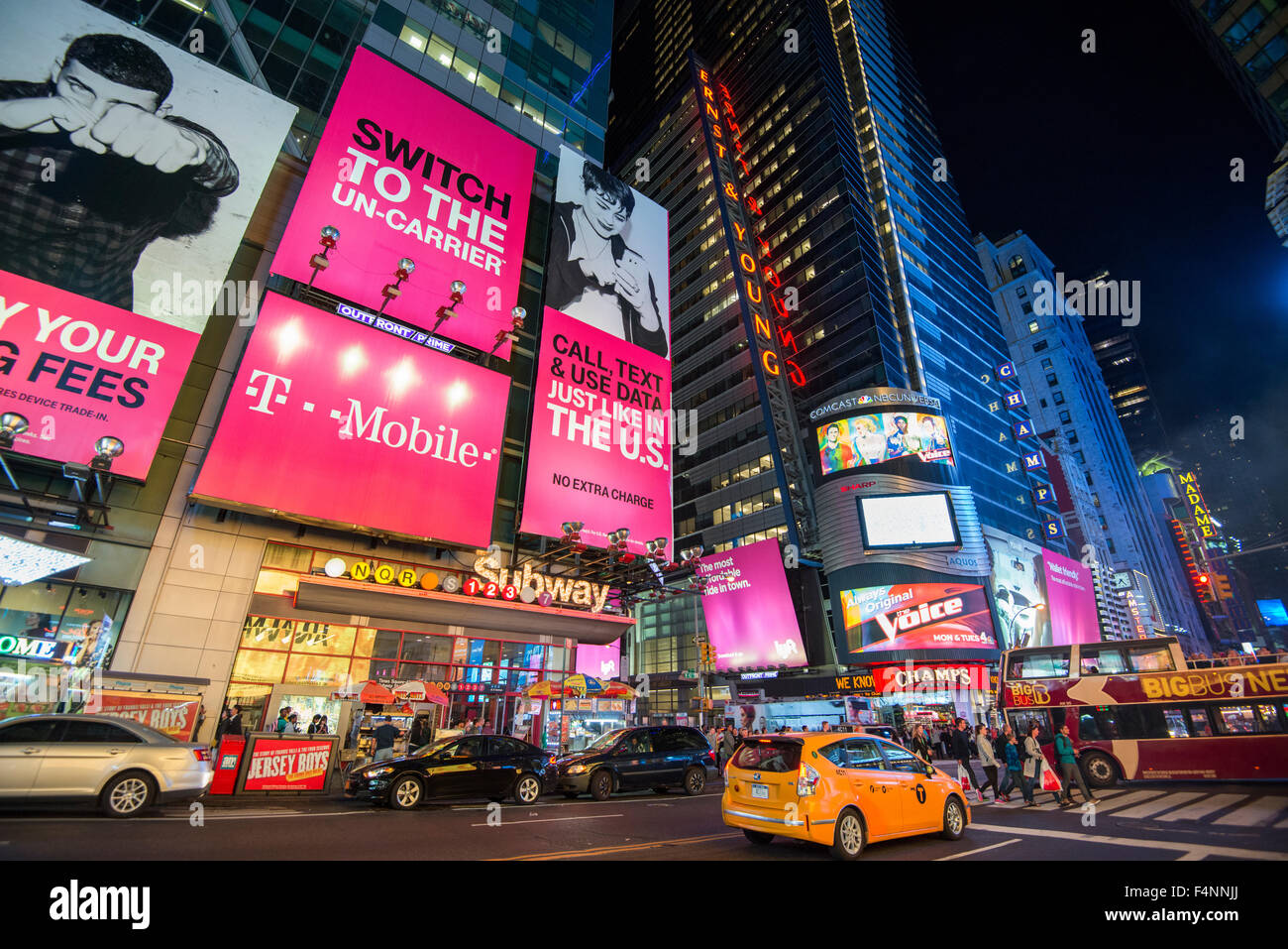 Night time in Times Square, on 42nd Street in Midtown Manhattan, New ...