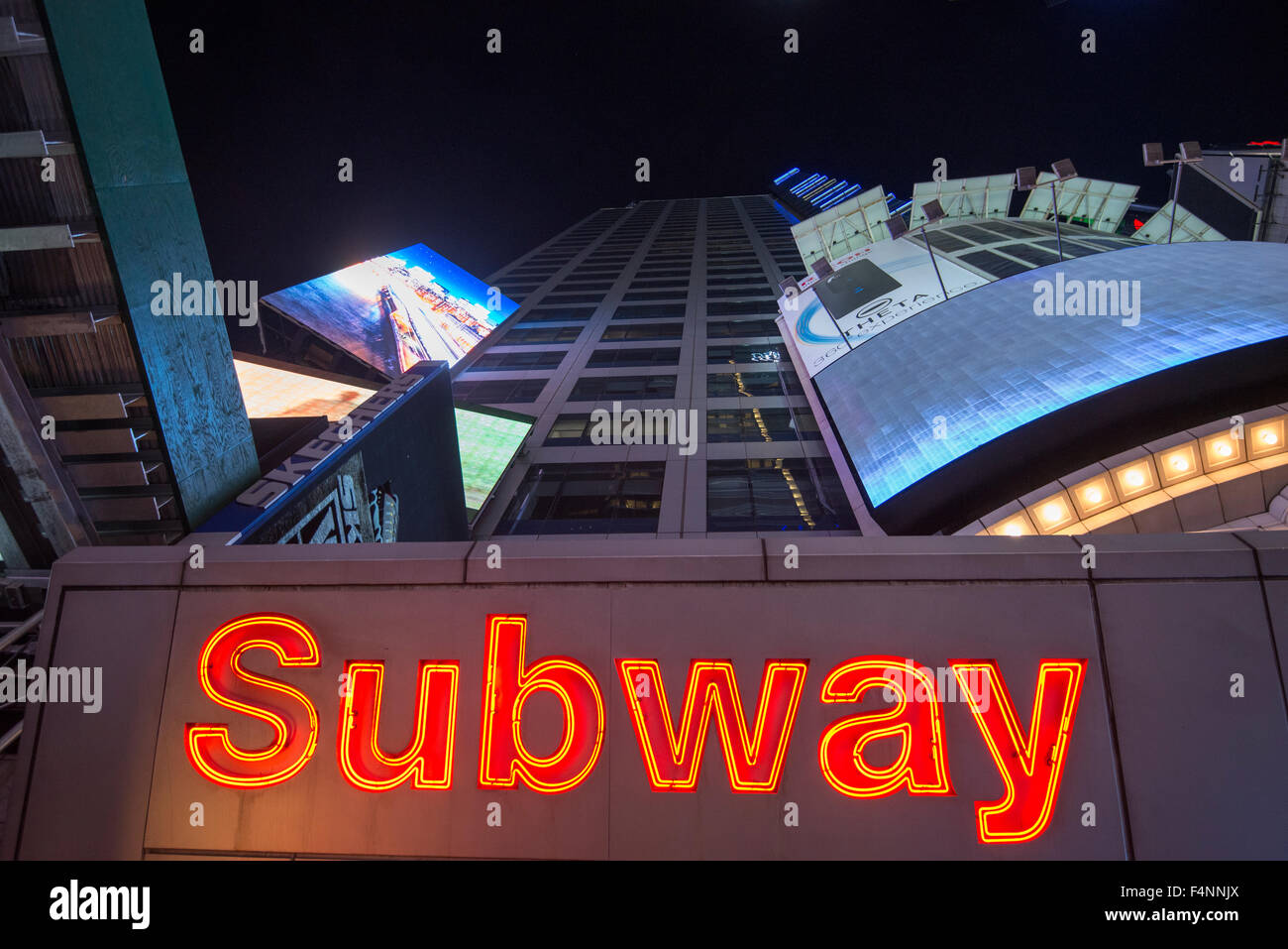 Subway sign at Times Square, Midtown Manhattan New York City, USA Stock ...