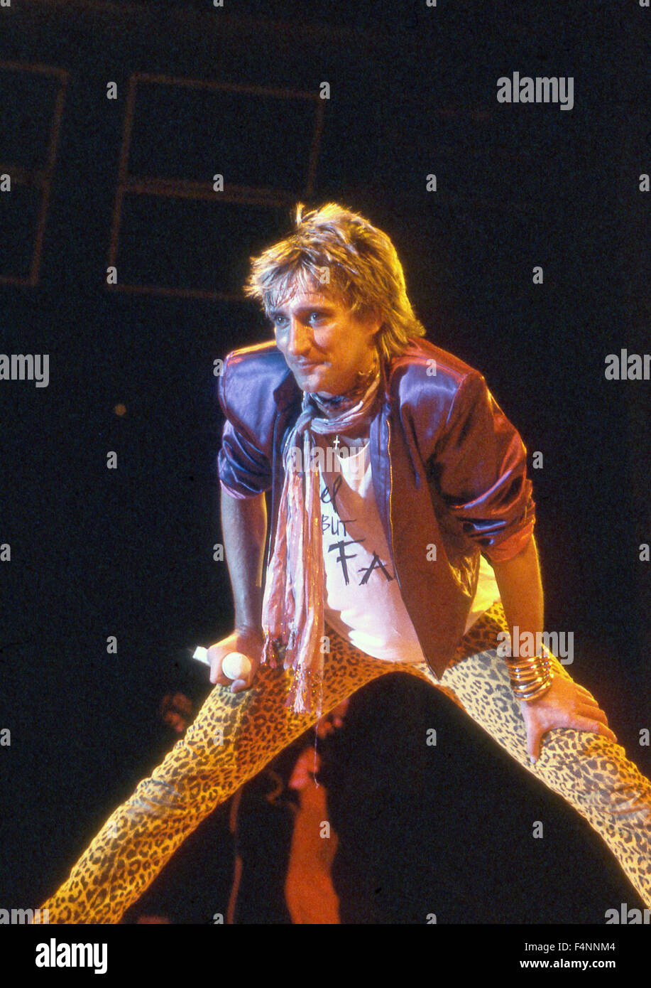 ROD STEWART Scottish rock musician in 1982. Photo Jeffrey Mayer Stock ...