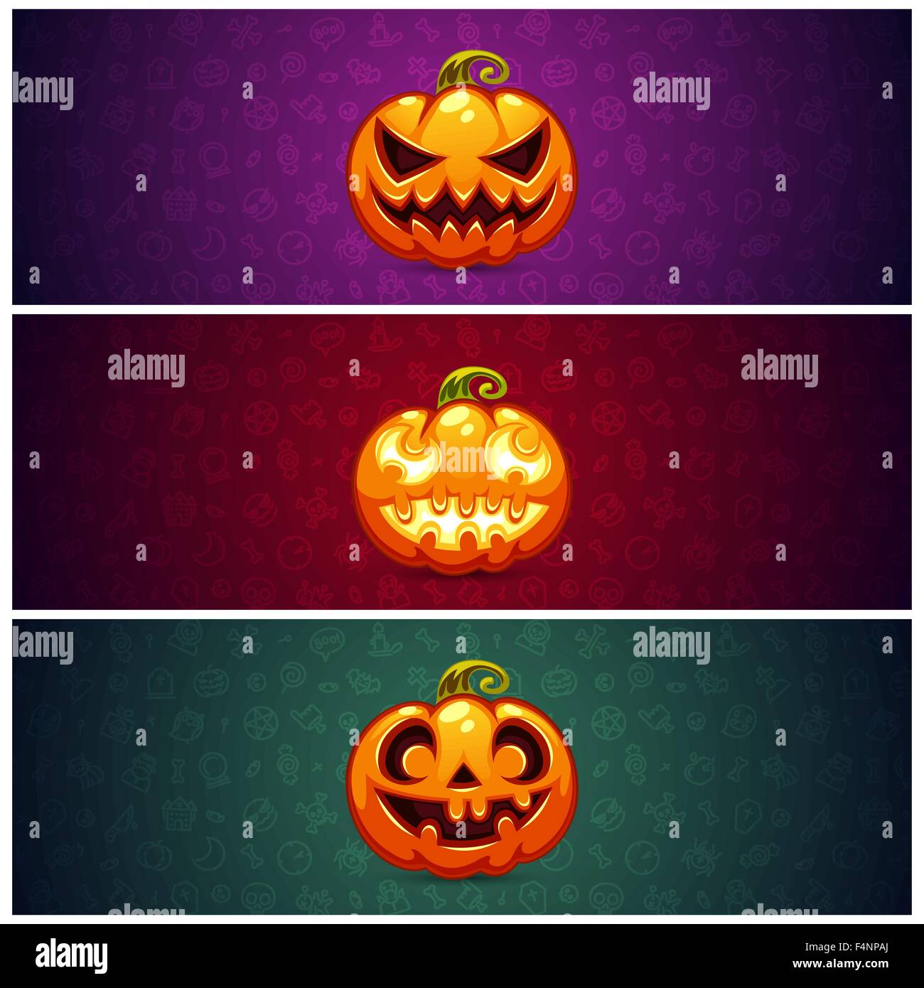Horizontal Halloween Banners Background with Pumpkin Stock Vector Image ...