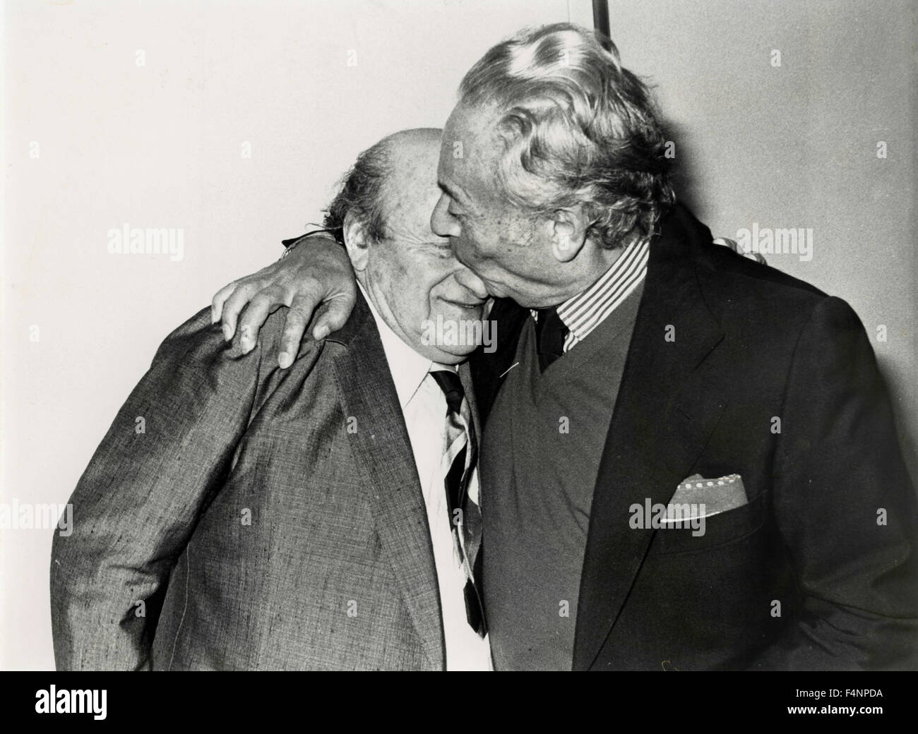 Italian painter Renato Guttuso kisses the Italian sculptor Giacomo ...