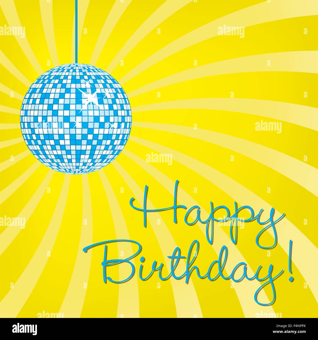 Disco ball Happy Birthday card in vector format Stock Vector Image ...