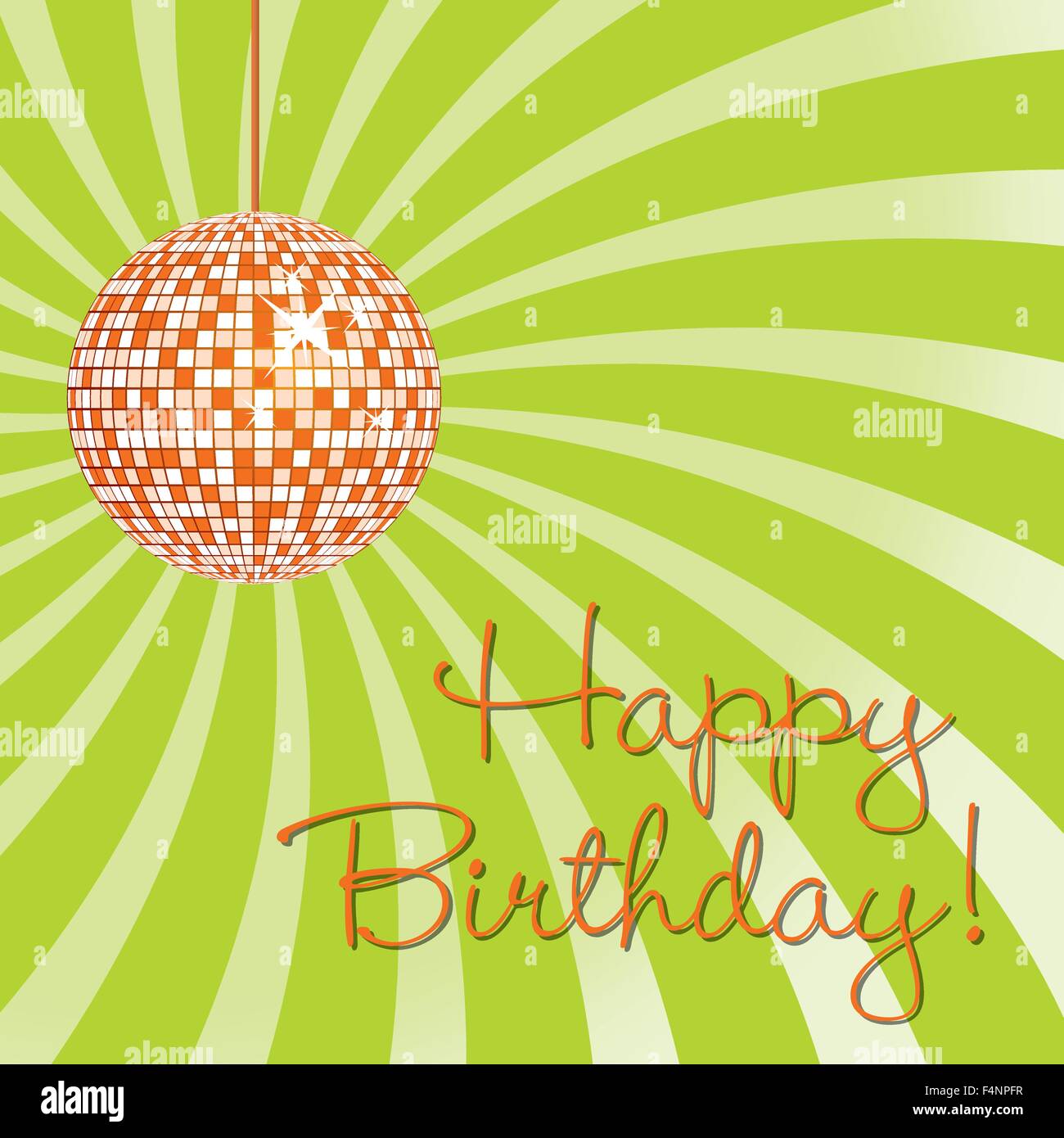 Disco ball Happy Birthday card in vector format Stock Vector Image ...