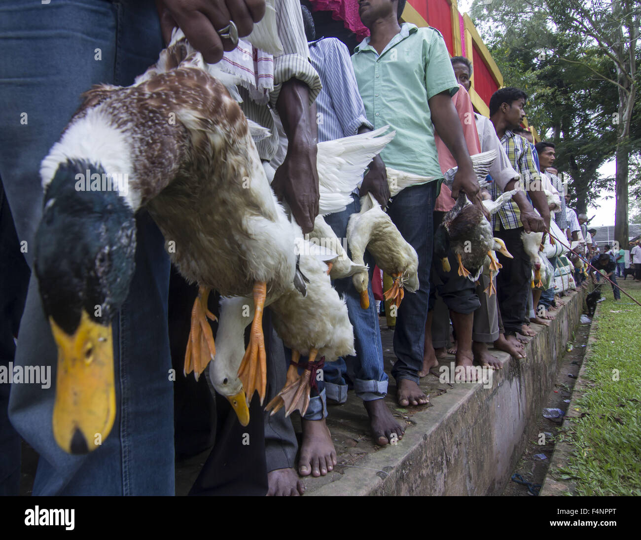 Sivasagar, Assam, India. 21st Oct, 2015. Indian Hindu devotees line up ...