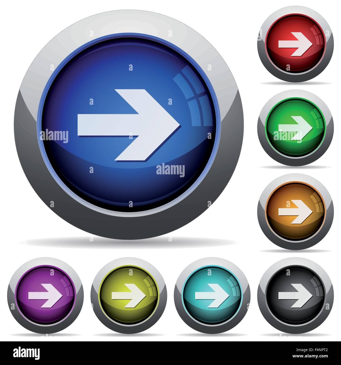 Set of round glossy right arrow buttons. Arranged layer structure Stock ...