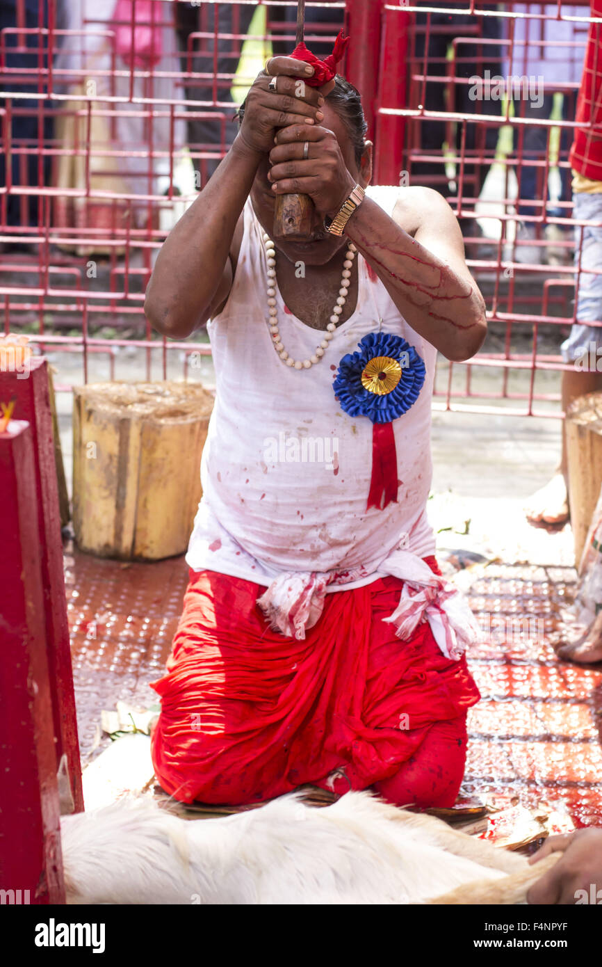 Sivasagar, Assam, India. 21st Oct, 2015. An Indian hindu priest prays ...