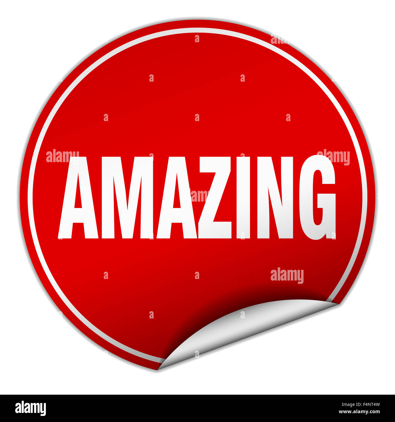 amazing round red sticker isolated on white Stock Photo - Alamy