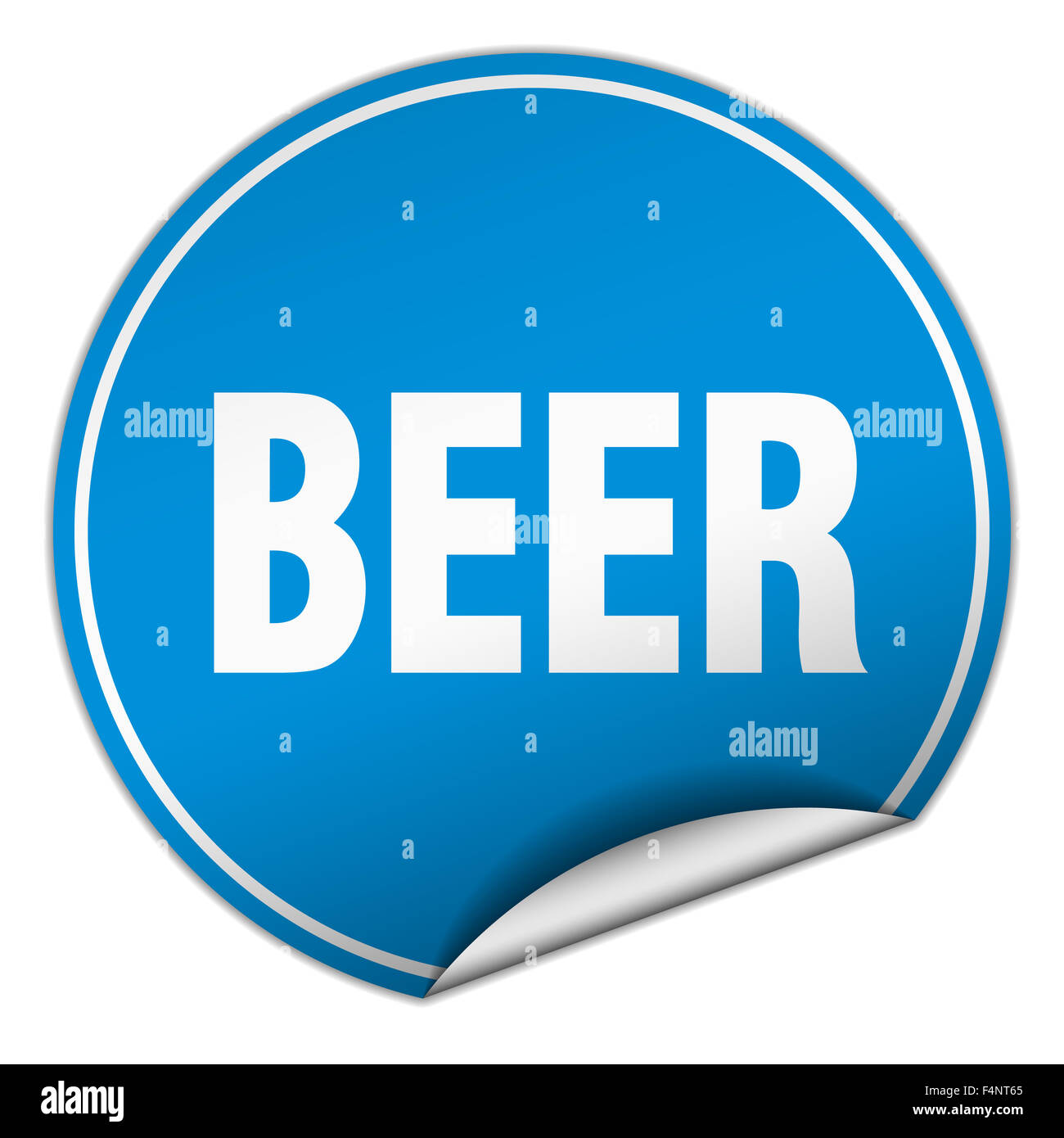 beer round blue sticker isolated on white Stock Photo - Alamy