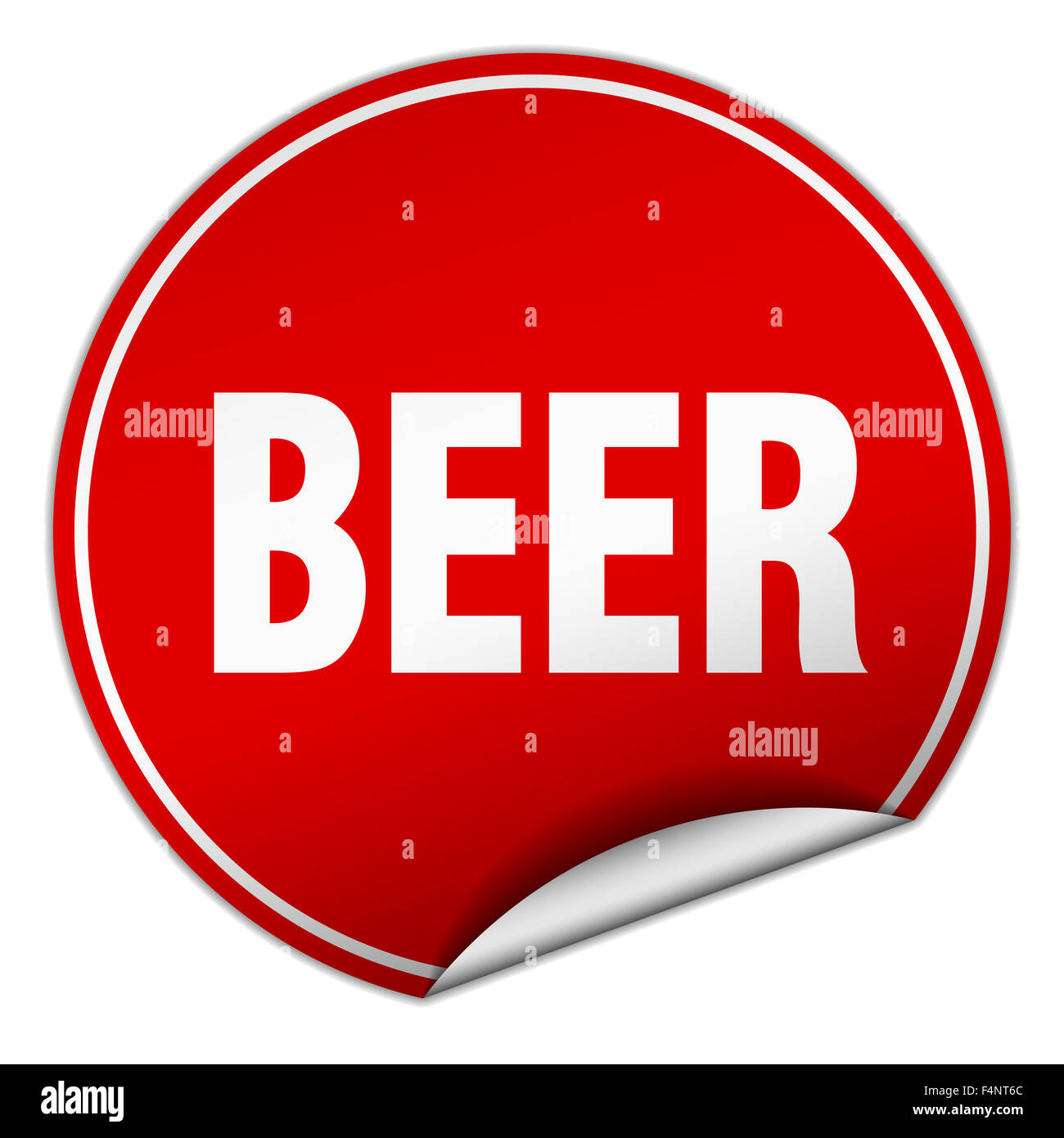 beer round red sticker isolated on white Stock Photo - Alamy
