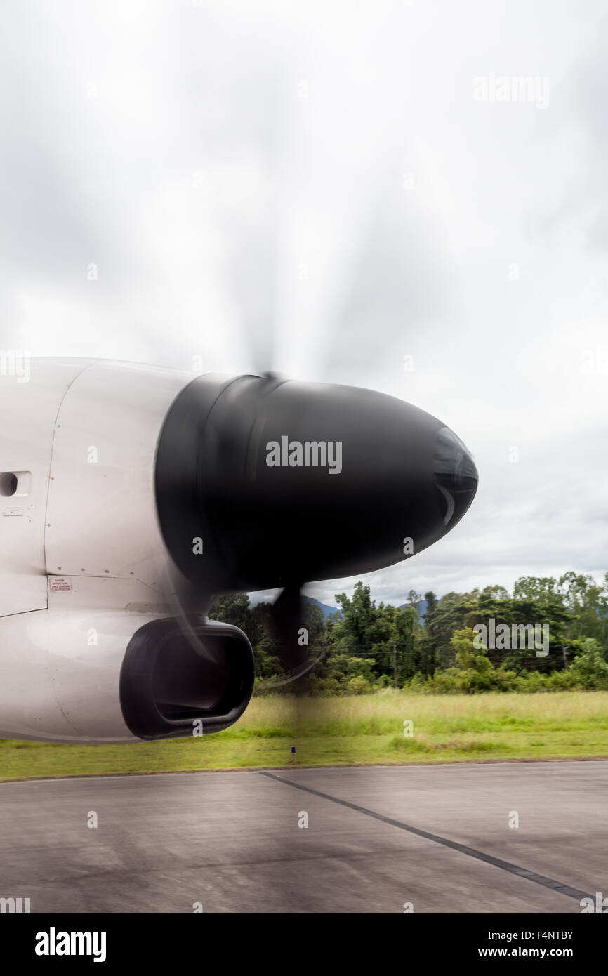 an aircraft wing with a motor-driven propellers Stock Photo - Alamy