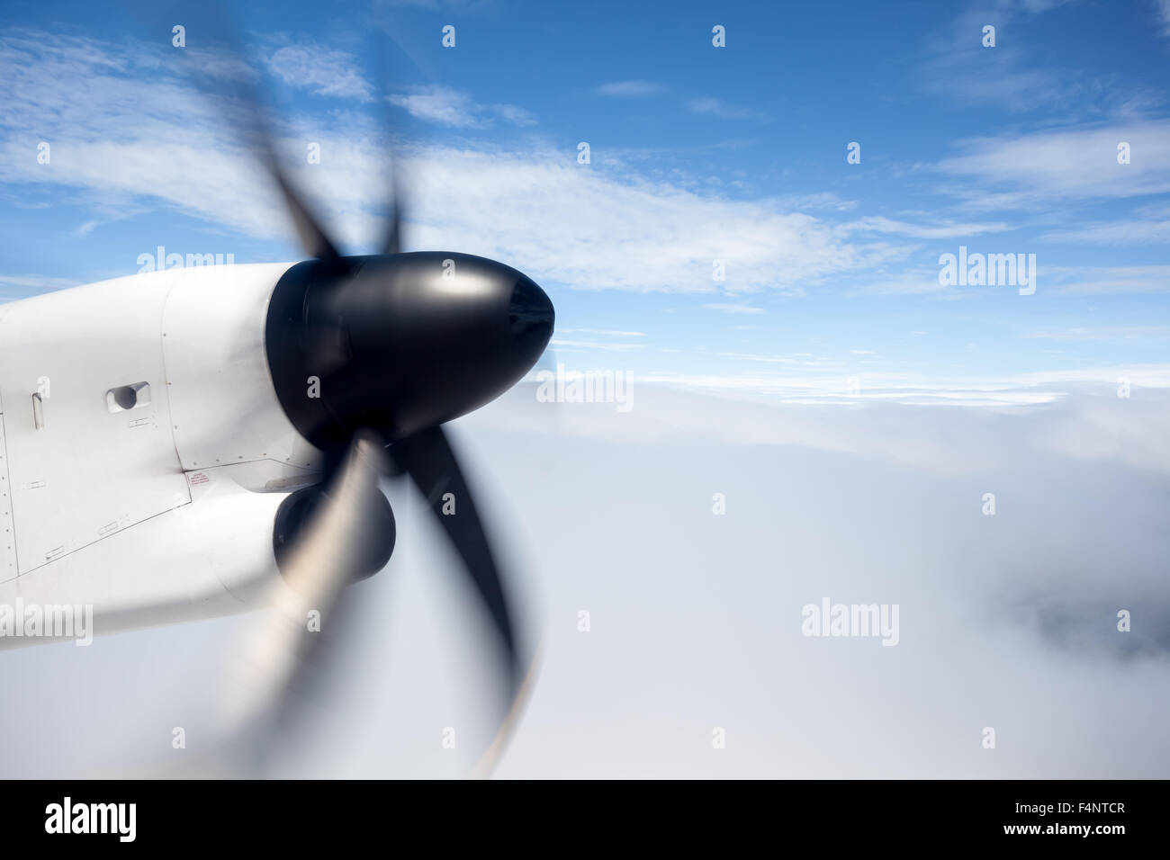 an aircraft wing with a motor-driven propellers Stock Photo - Alamy