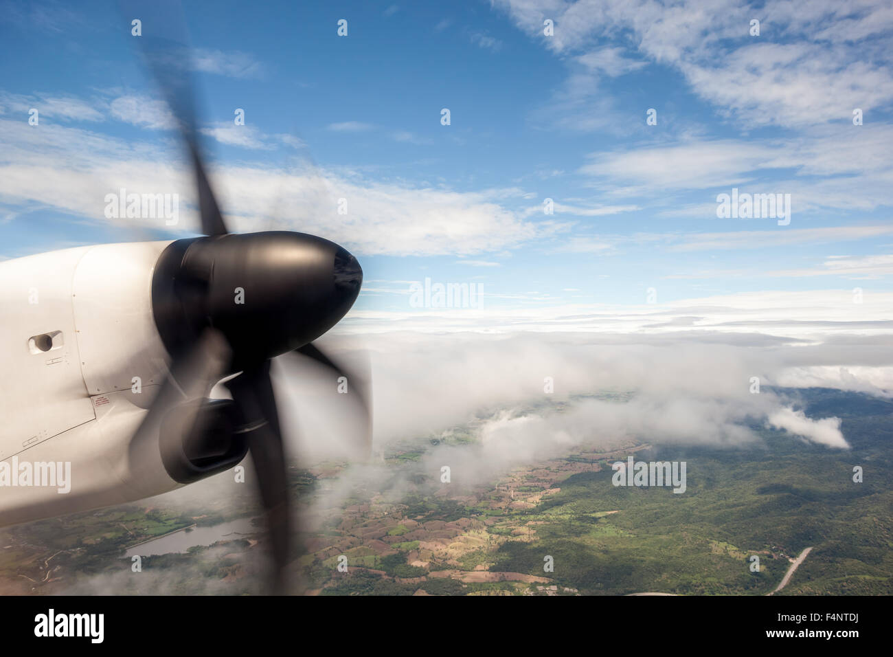 an aircraft wing with a motor-driven propellers Stock Photo - Alamy