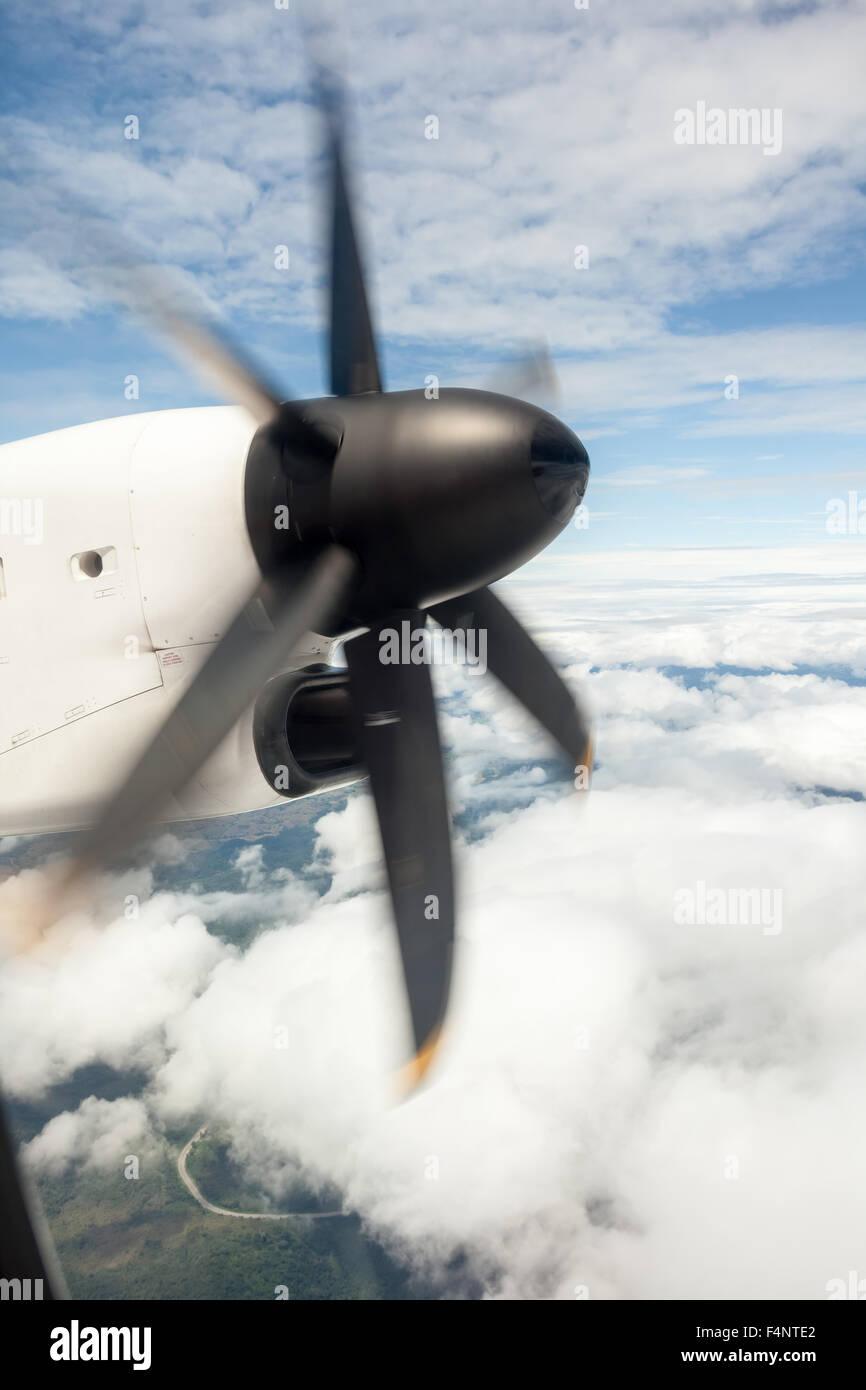 an aircraft wing with a motor-driven propellers Stock Photo - Alamy