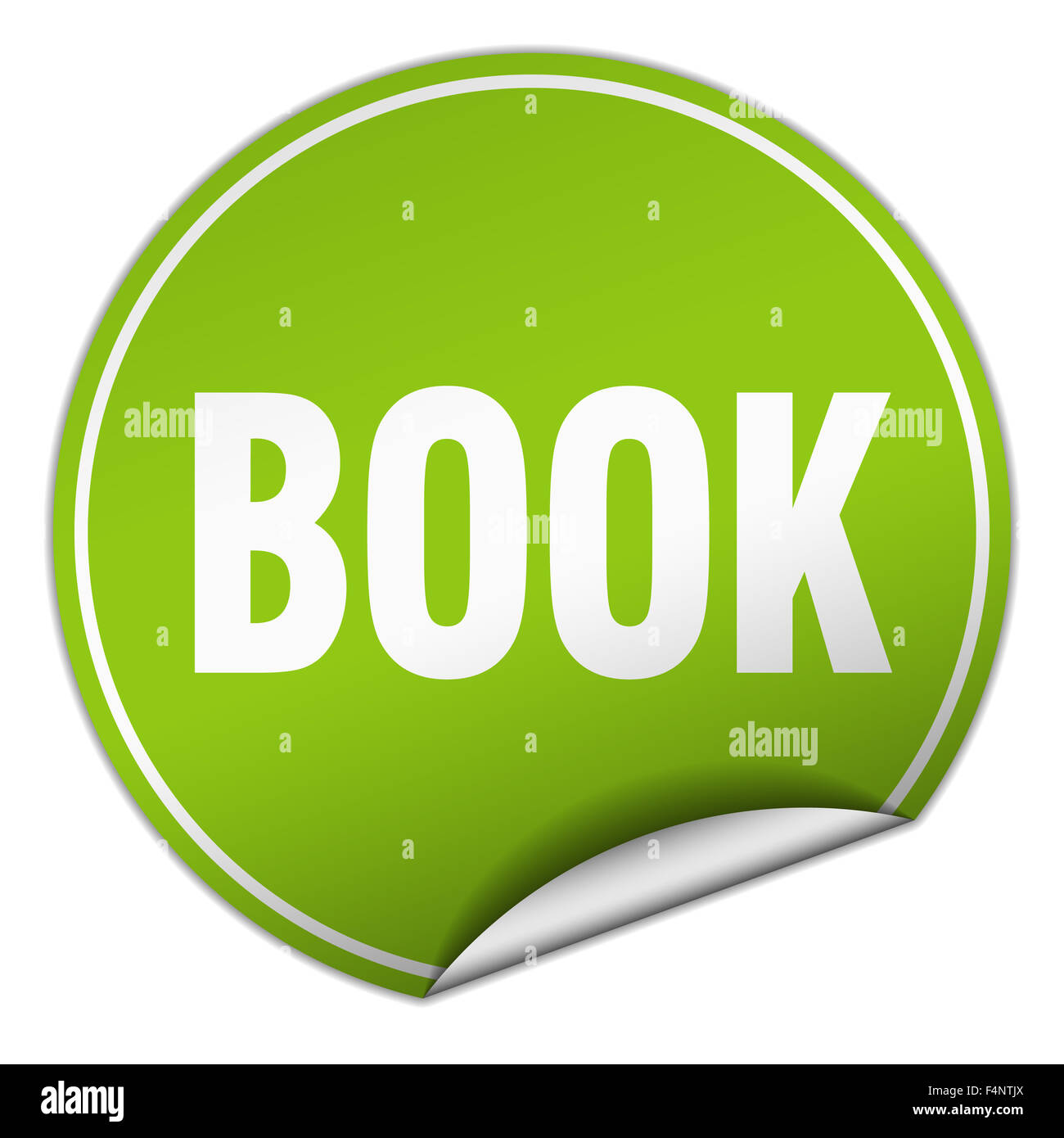 book round green sticker isolated on white Stock Photo - Alamy