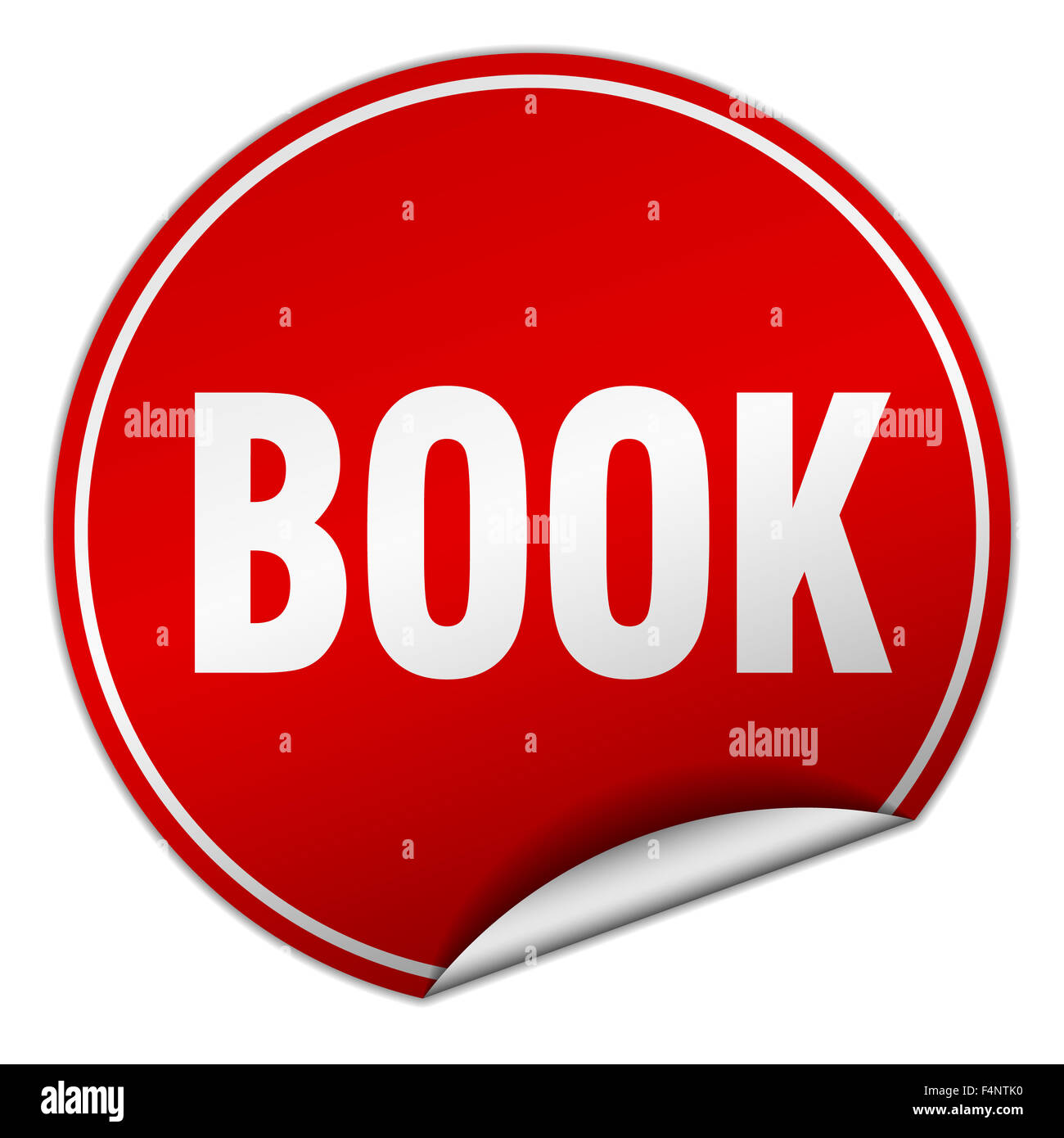 book round red sticker isolated on white Stock Photo - Alamy