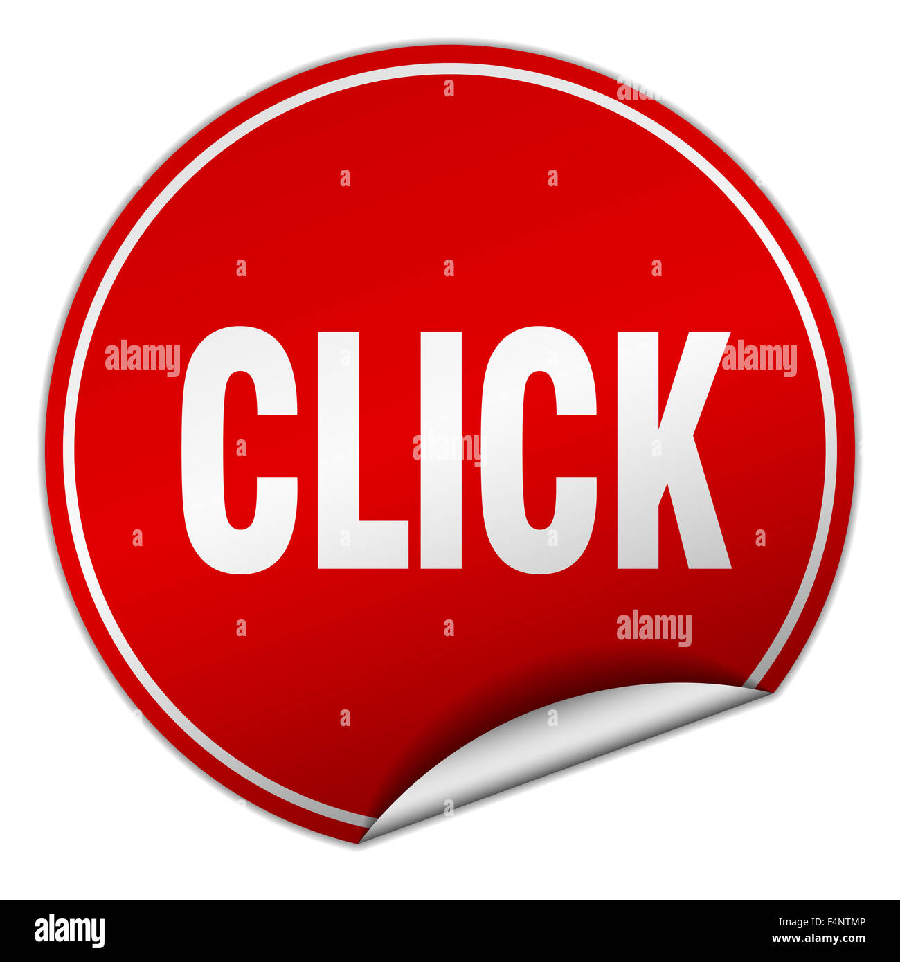 click round red sticker isolated on white Stock Photo - Alamy