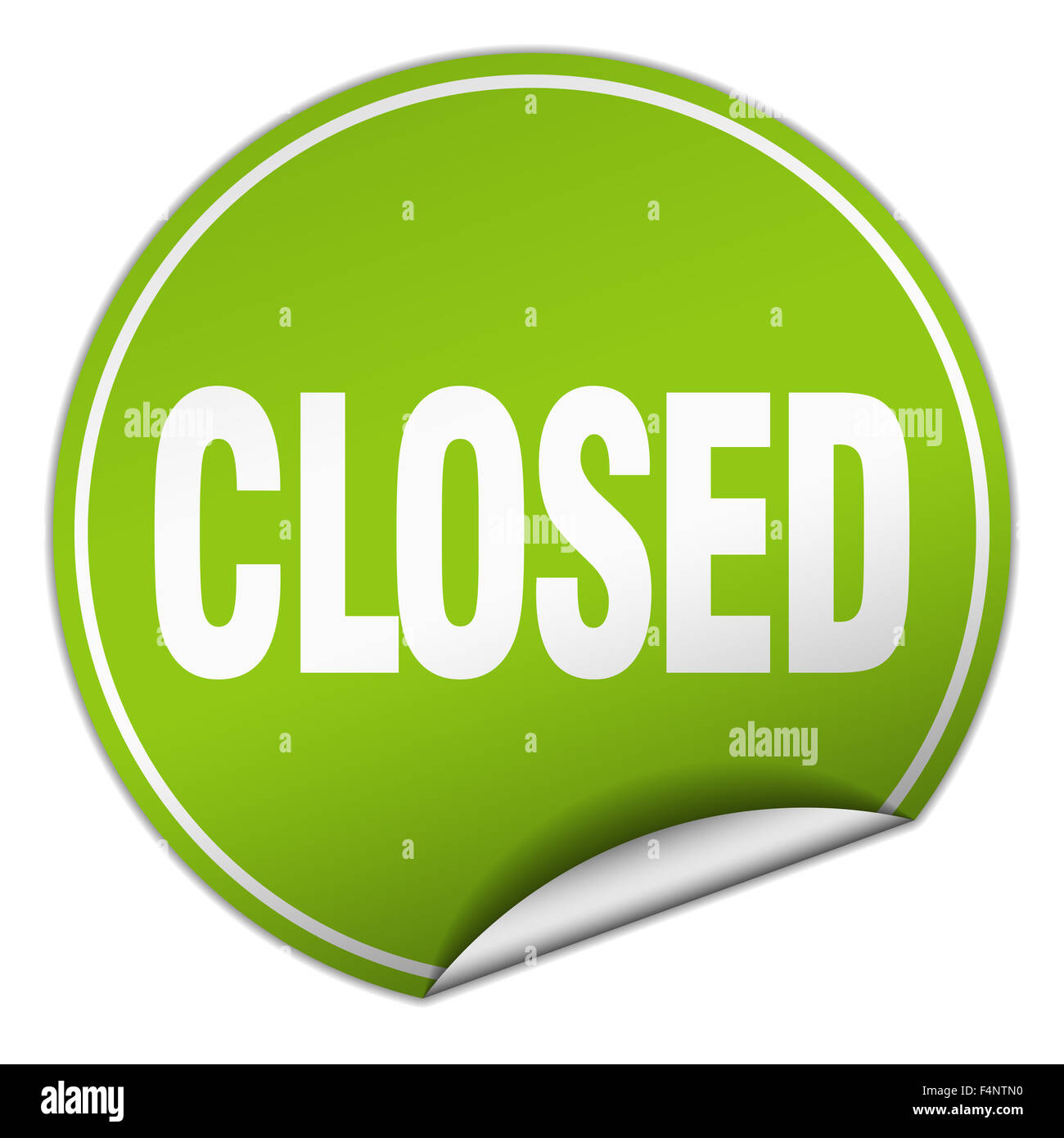 closed round green sticker isolated on white Stock Photo - Alamy