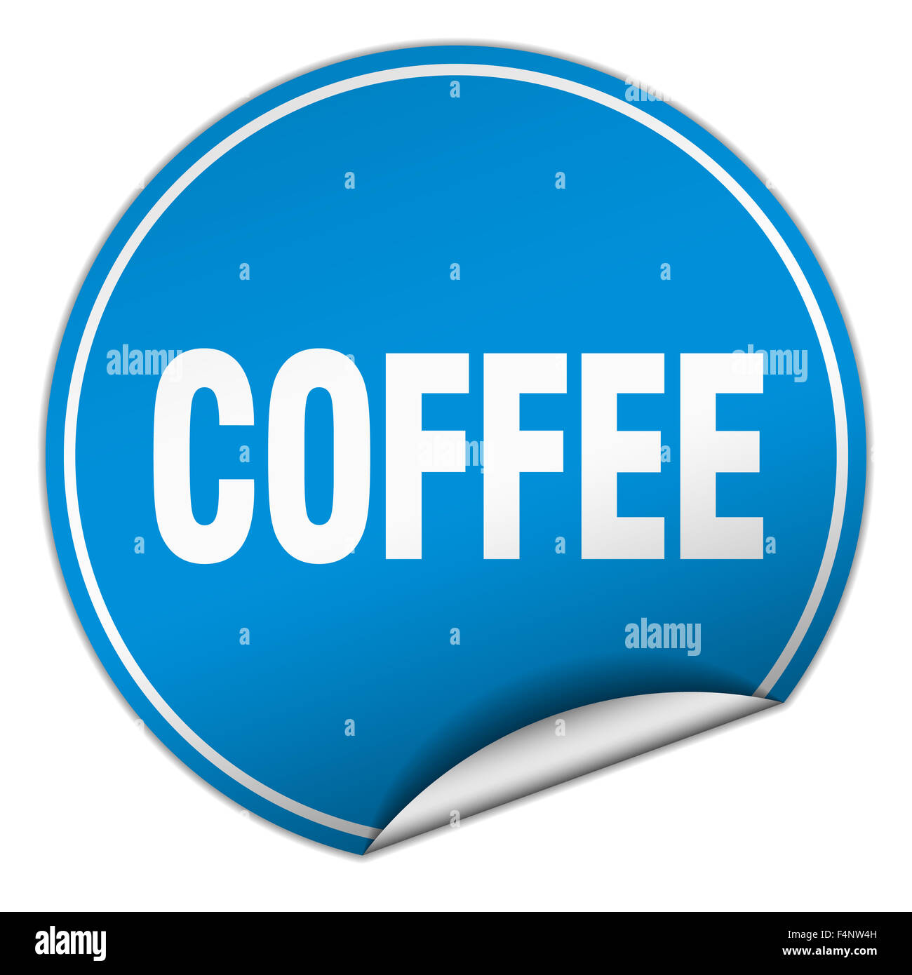coffee round blue sticker isolated on white Stock Photo - Alamy