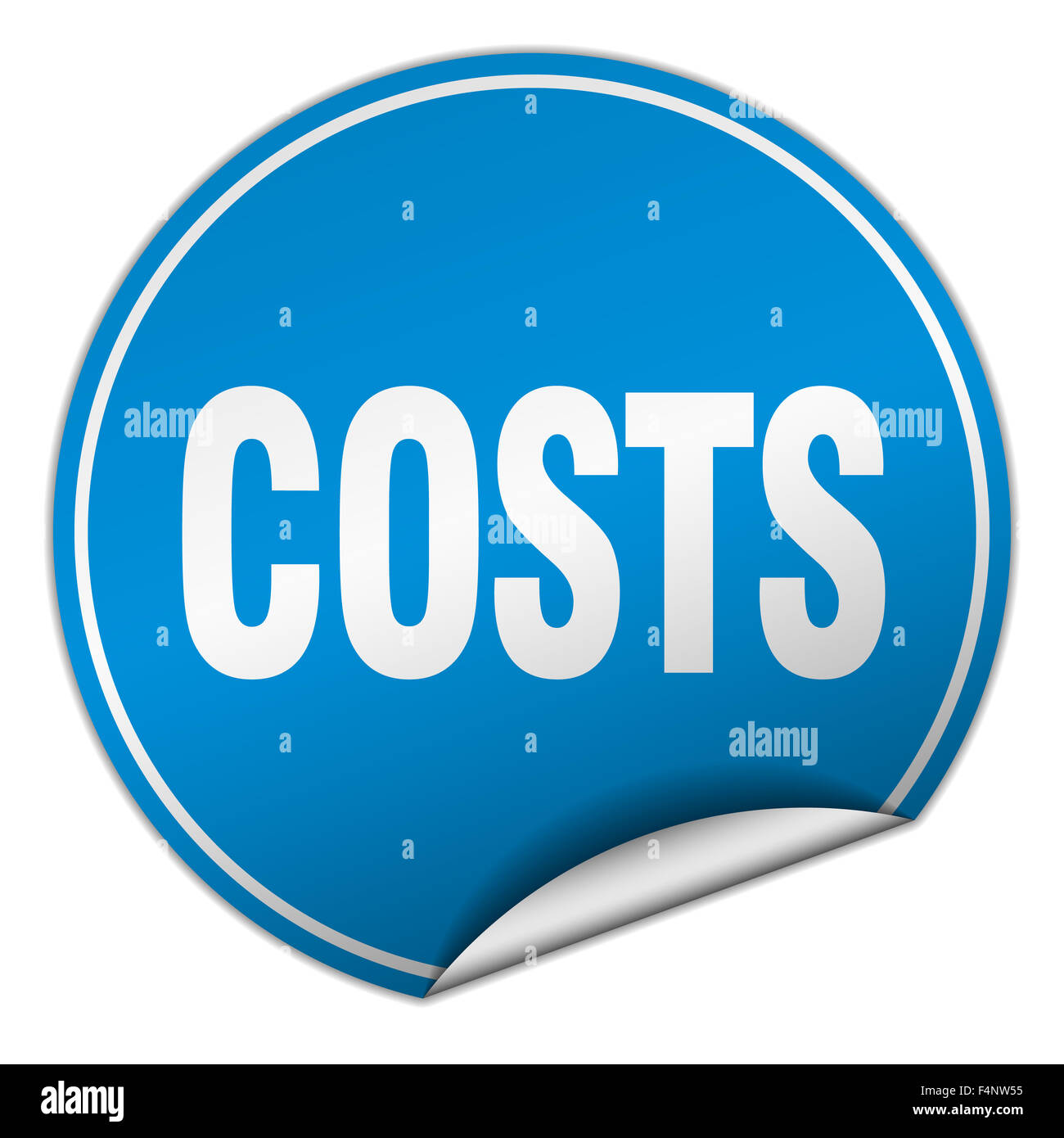 costs round blue sticker isolated on white Stock Photo - Alamy