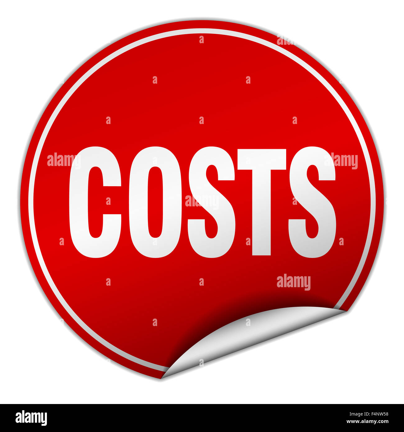 costs round red sticker isolated on white Stock Photo - Alamy