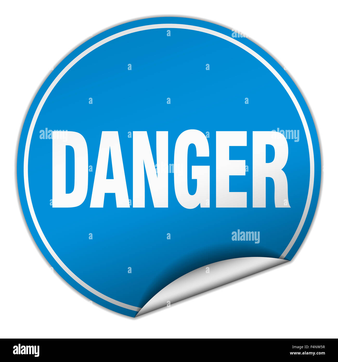 danger round blue sticker isolated on white Stock Photo - Alamy