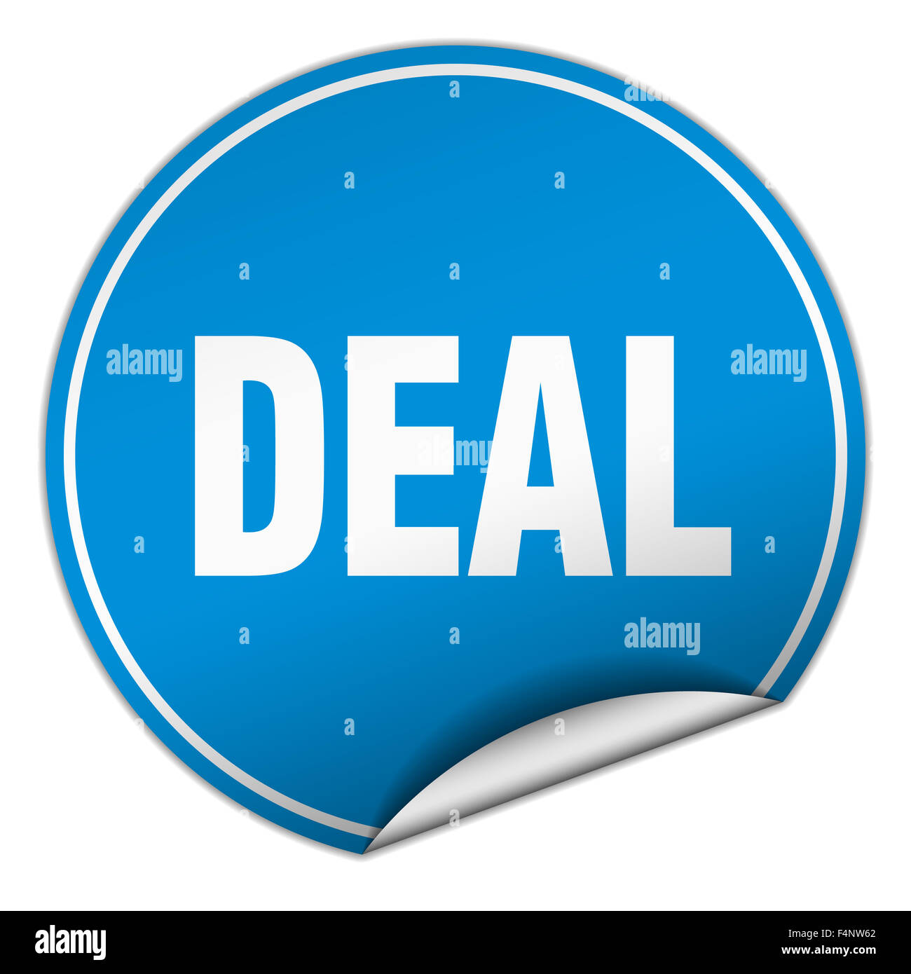 deal round blue sticker isolated on white Stock Photo - Alamy