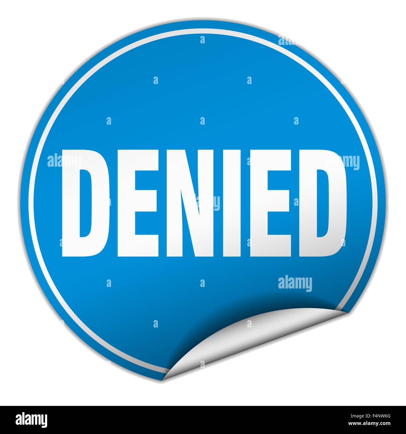 denied round blue sticker isolated on white Stock Photo - Alamy