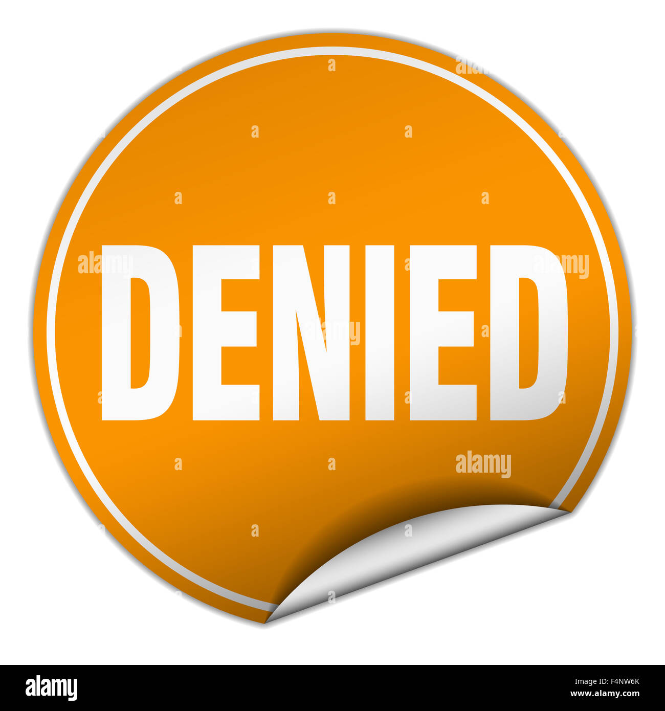 denied round orange sticker isolated on white Stock Photo - Alamy