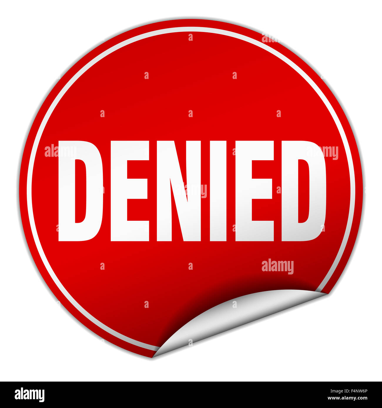 denied round red sticker isolated on white Stock Photo - Alamy