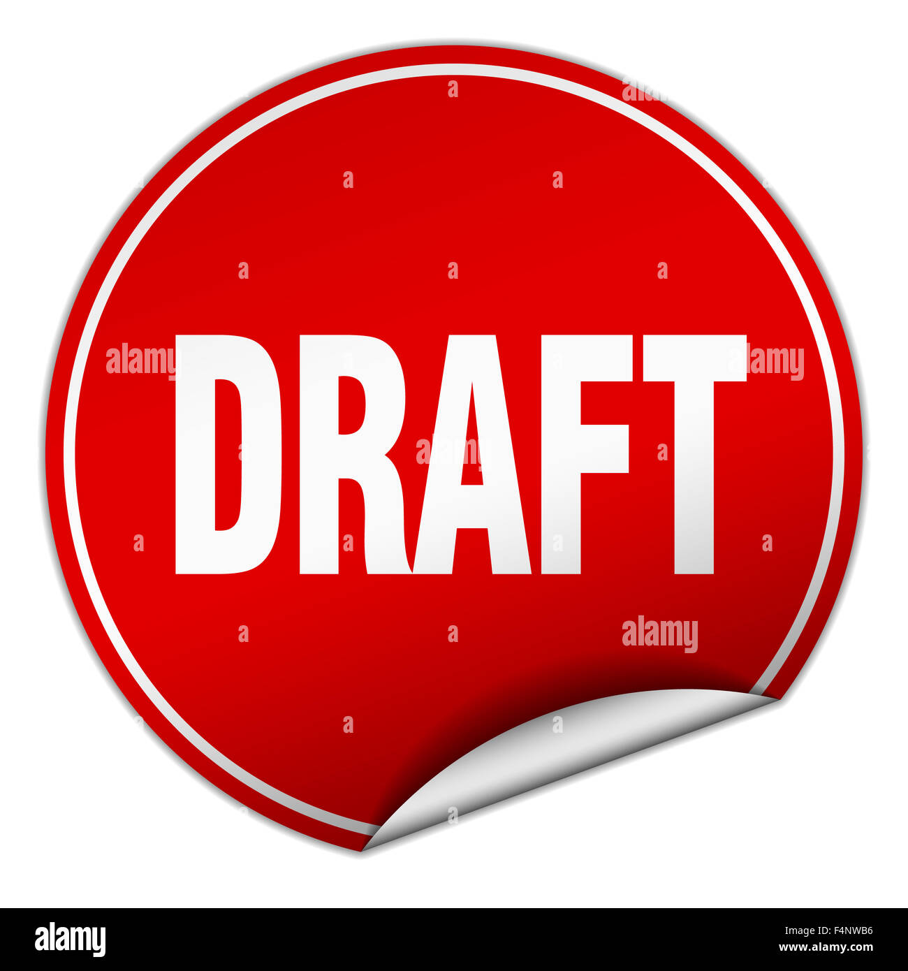 draft round red sticker isolated on white Stock Photo - Alamy
